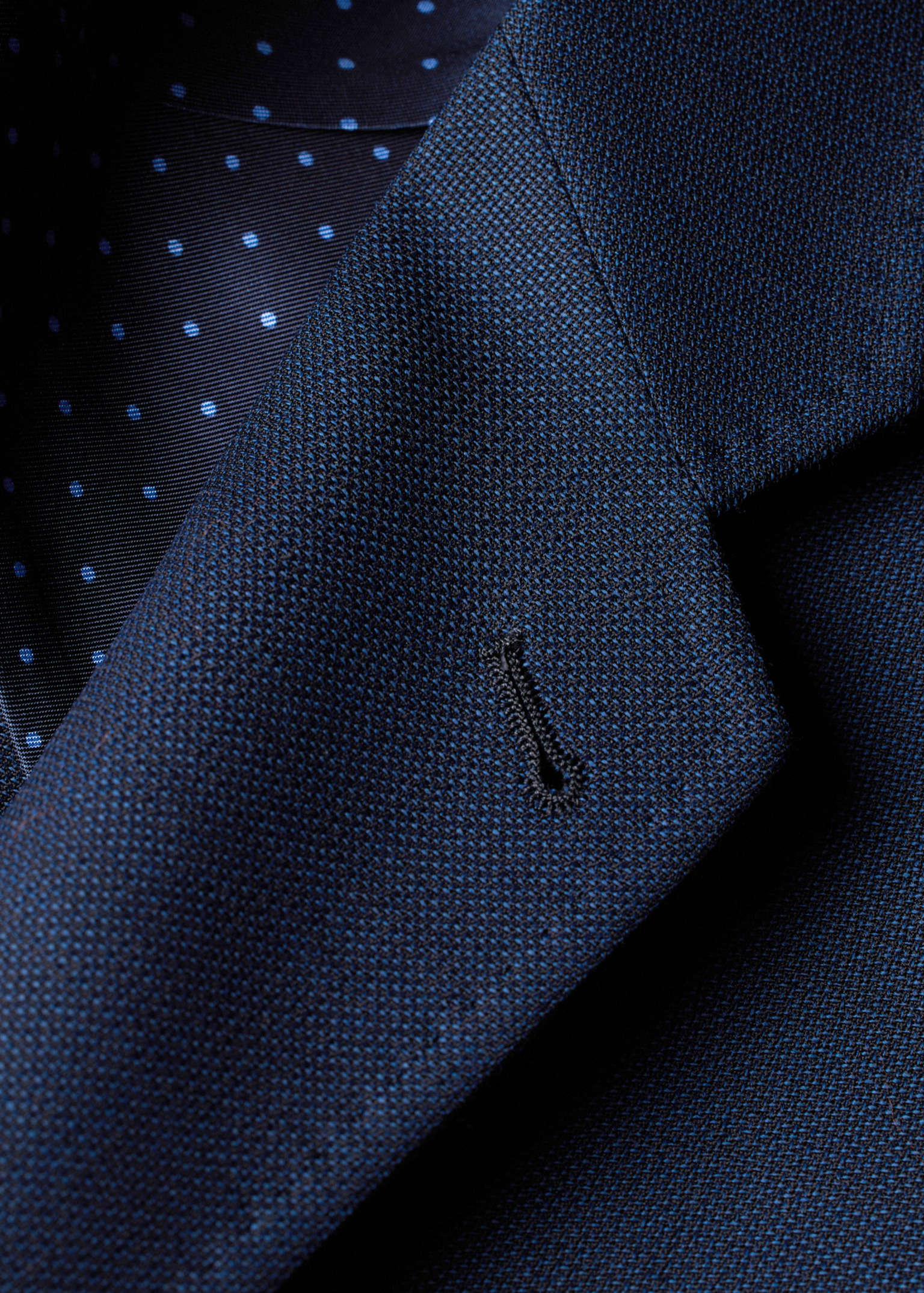 Men's Tailored-Fit Navy Wool Hopsack Buggy-Lined Blazer