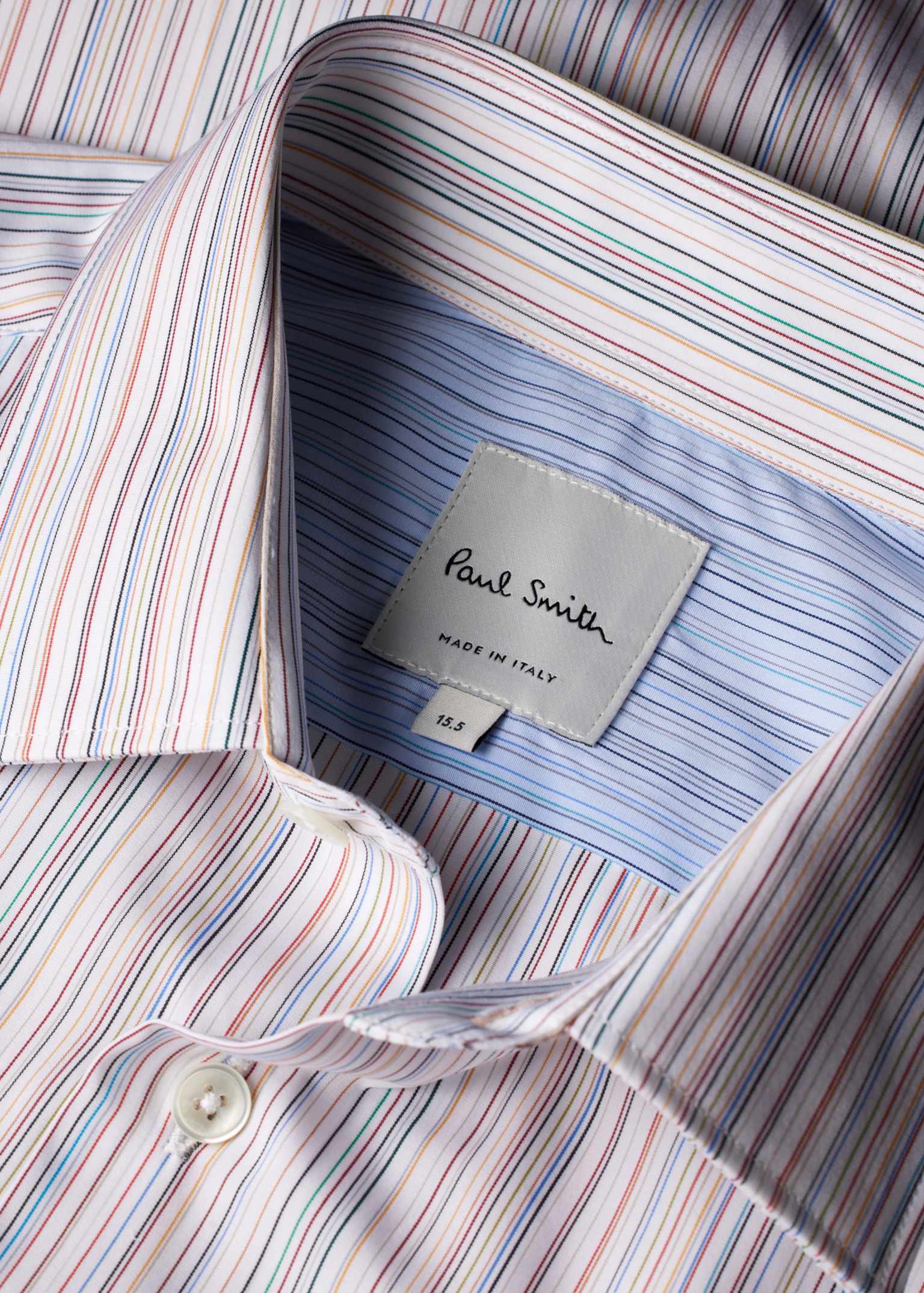 Men's White Tailored-Fit Cotton 'Signature Stripe' Shirt