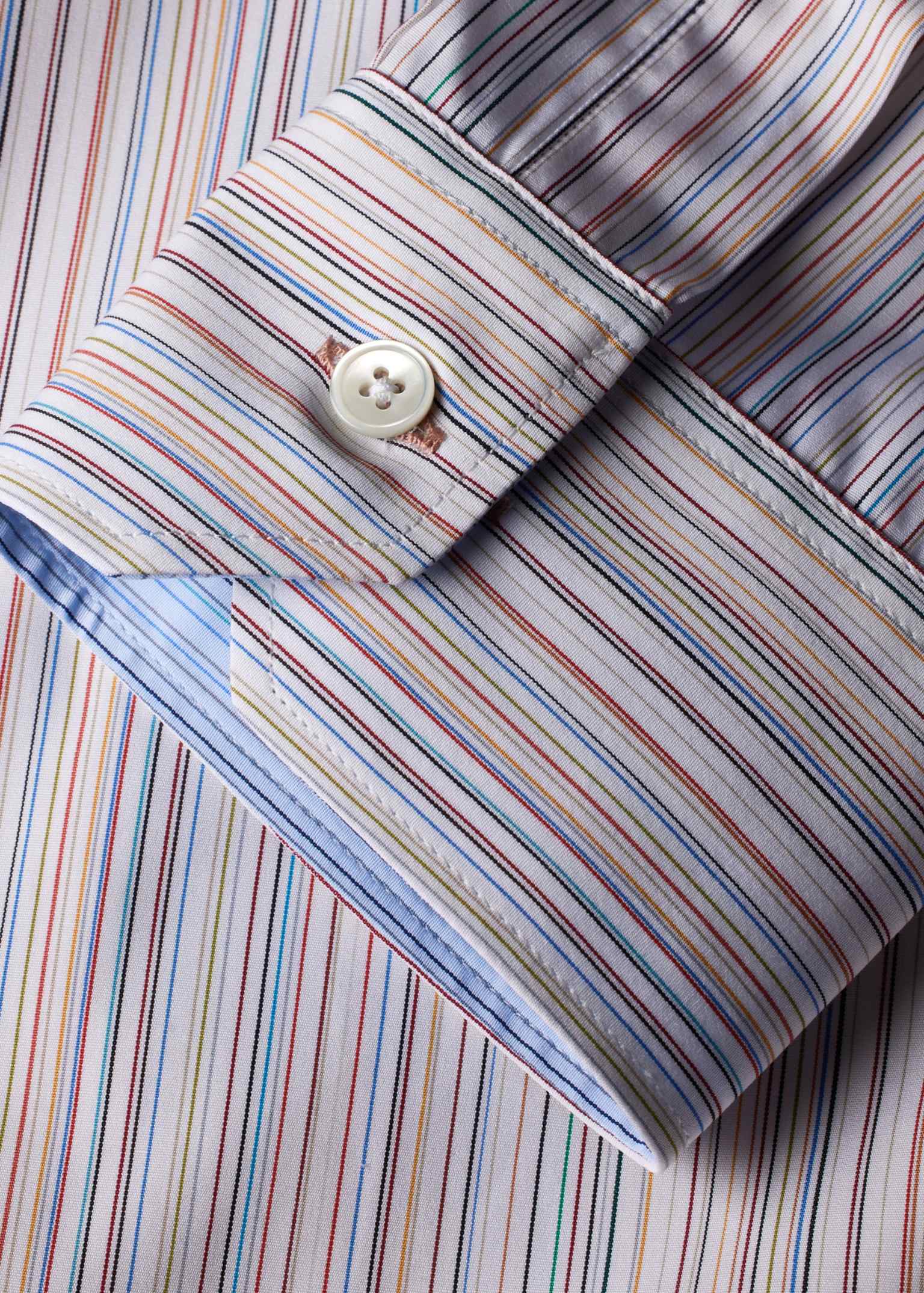 Men's White Tailored-Fit Cotton 'Signature Stripe' Shirt