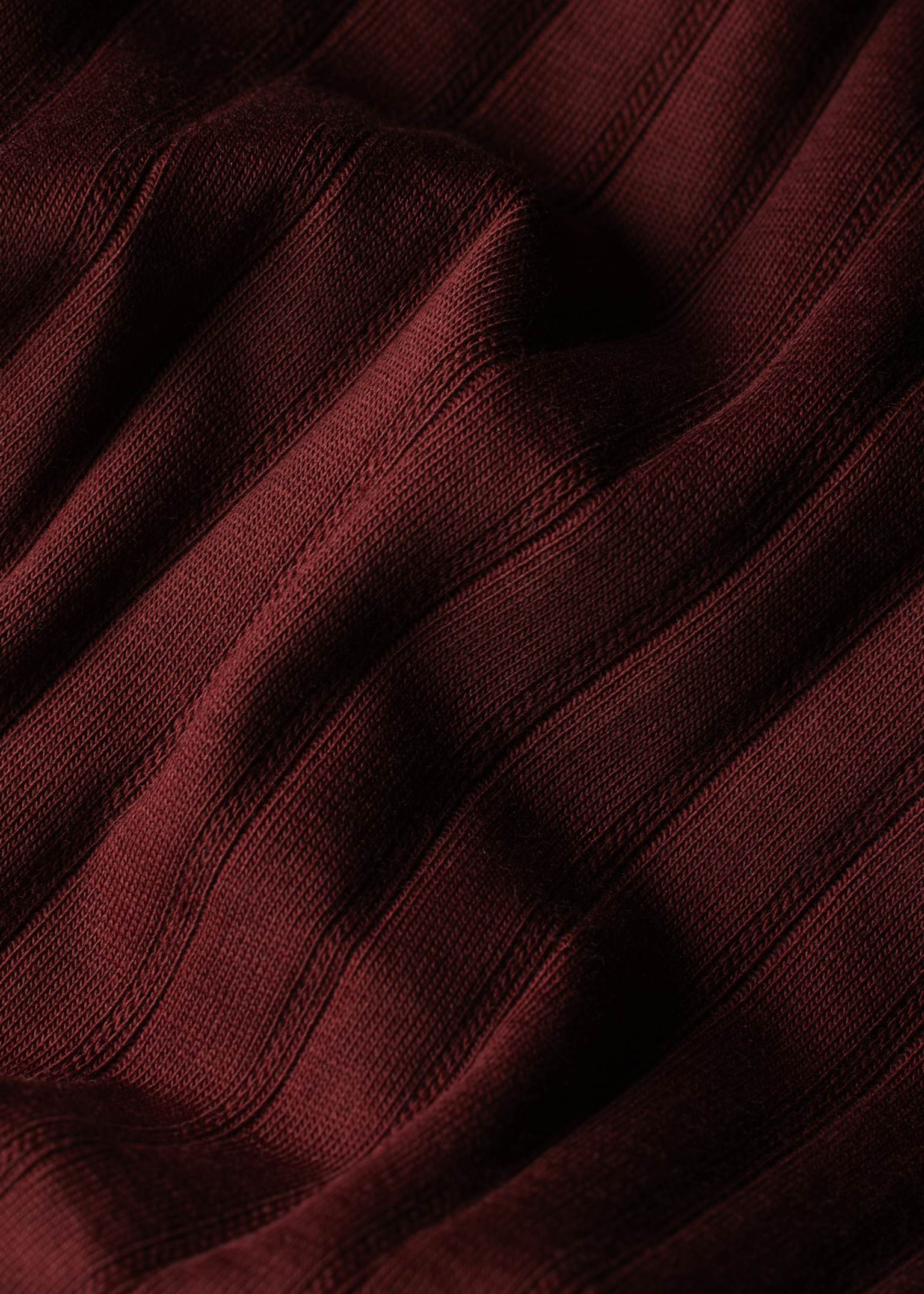 Men's Burgundy Integrated Rib Cotton T-Shirt