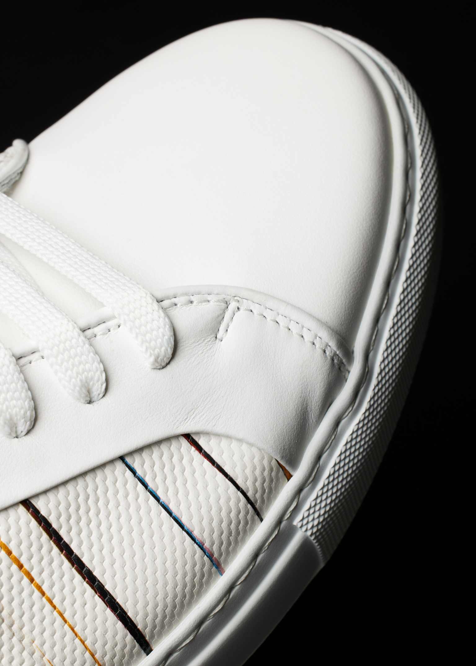 Men's White 'Signature Pinstripe' Leather 'Basso' Trainers