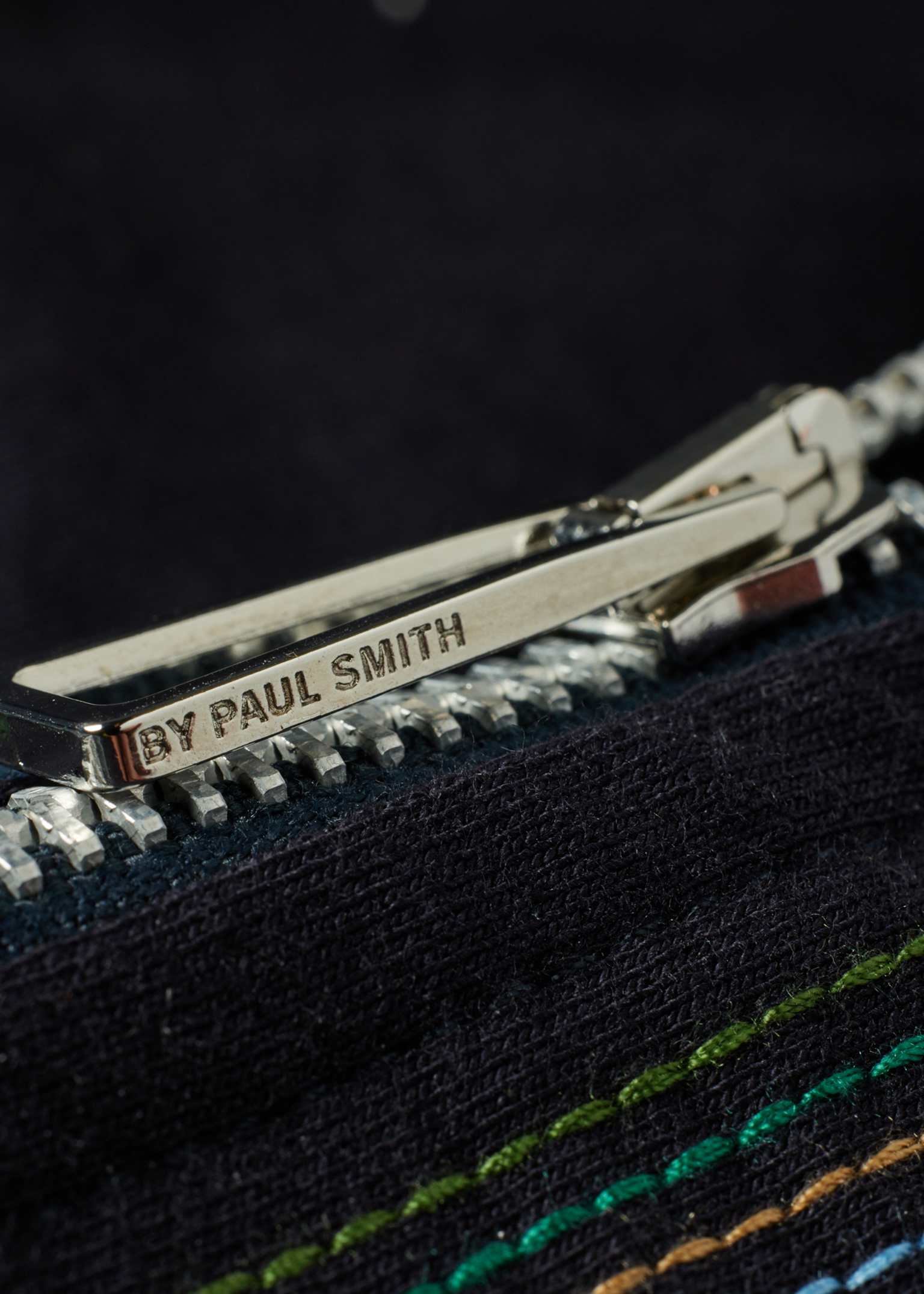 Men's Navy Cotton-Blend Zip Sweatshirt with Contrast Placket Trim