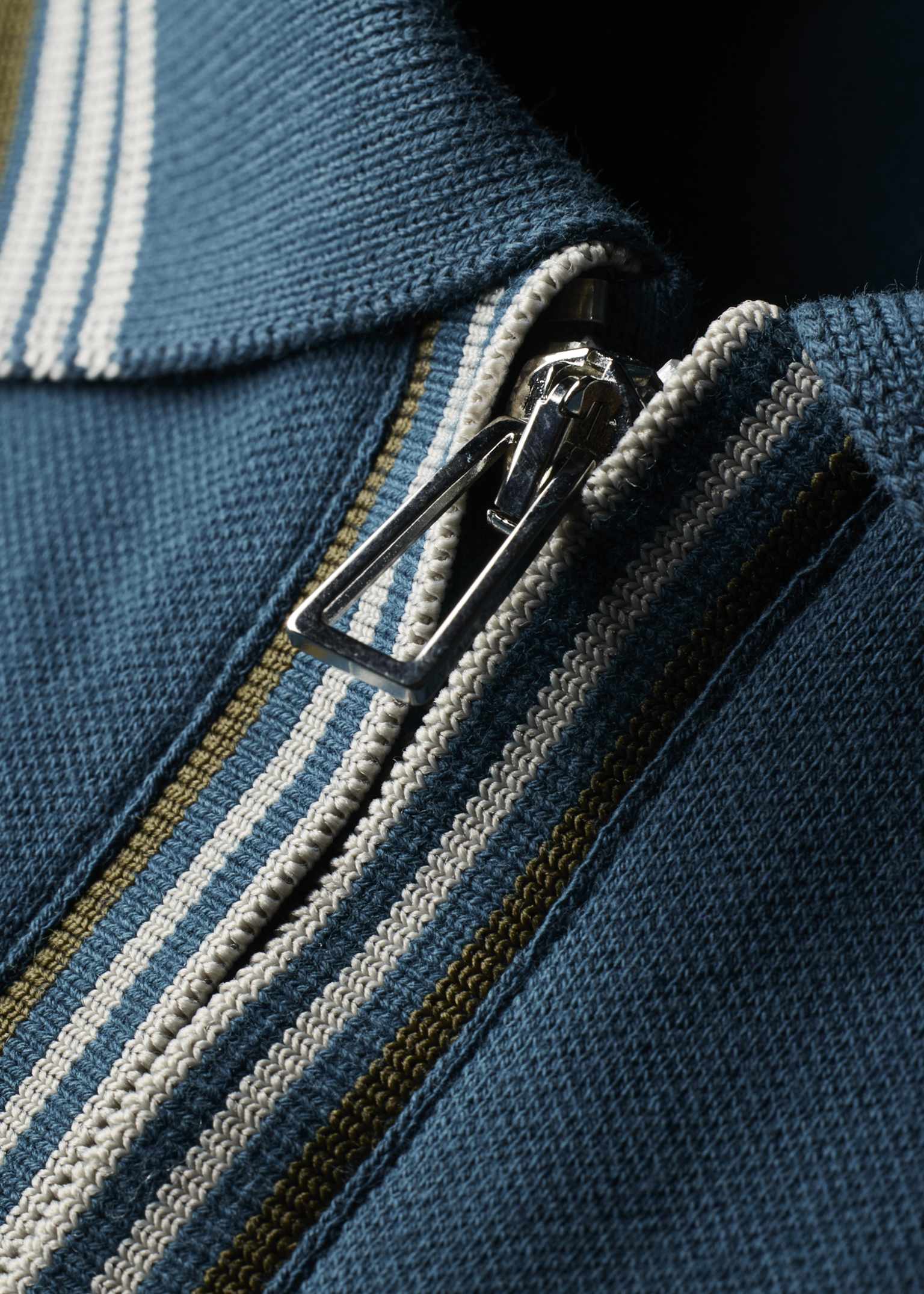 Men's Teal Contrast Tipping Zip-Neck Polo Shirt