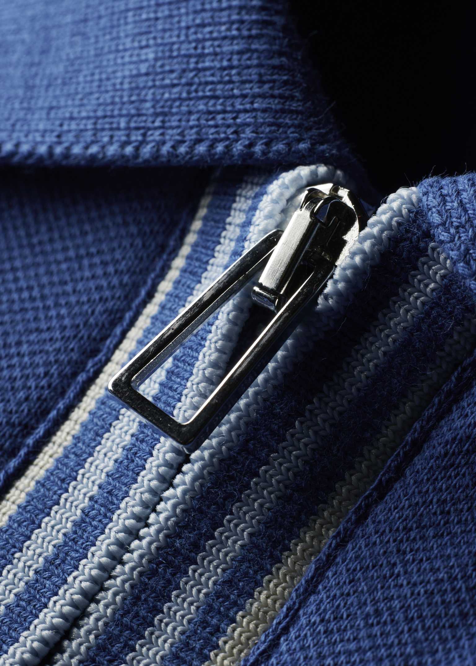 Men's Cornflower Blue Contrast Tipping Zip-Neck Polo Shirt