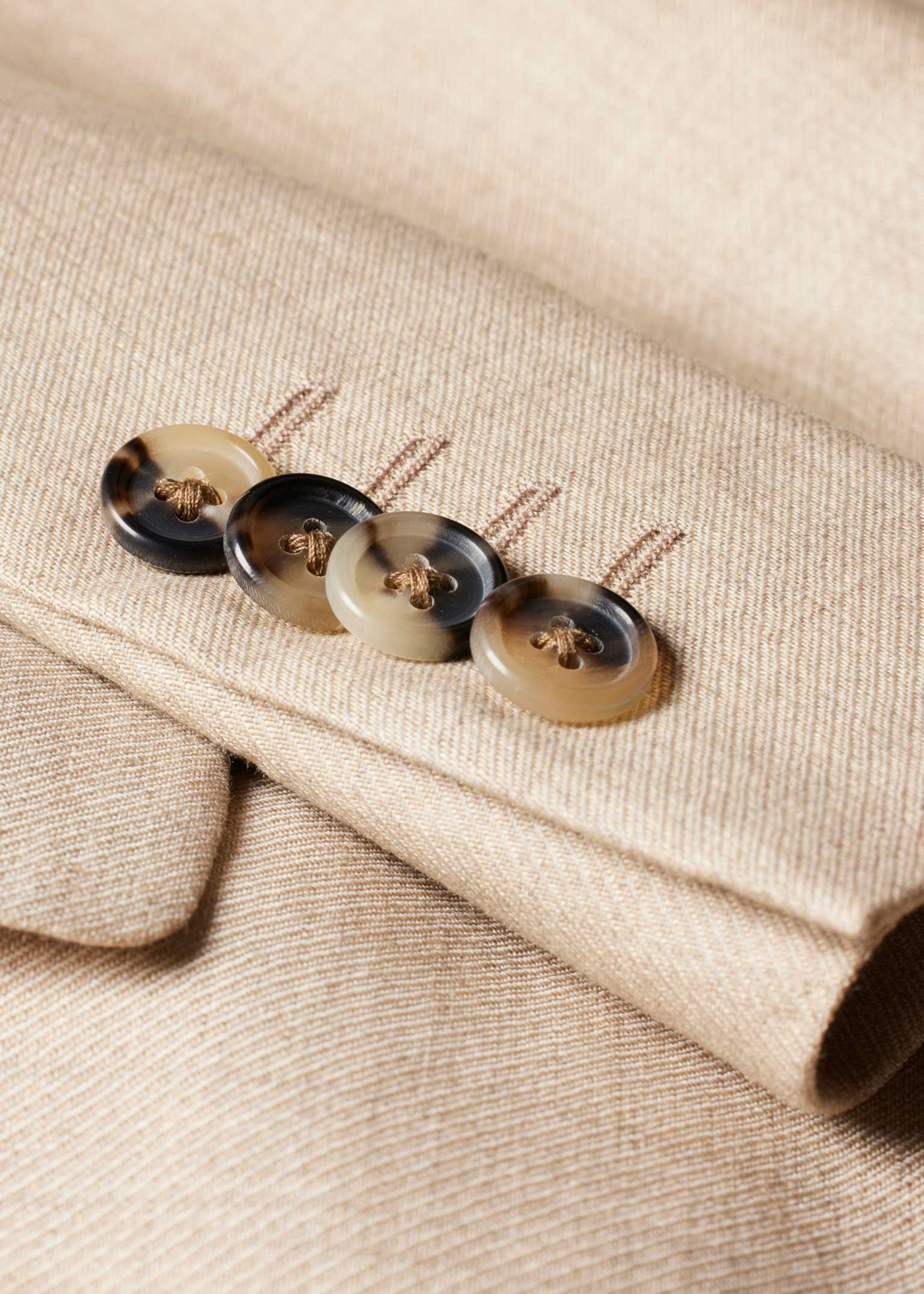 Men's Tailored-Fit Light Tan Linen And Wool-Blend Twill Suit