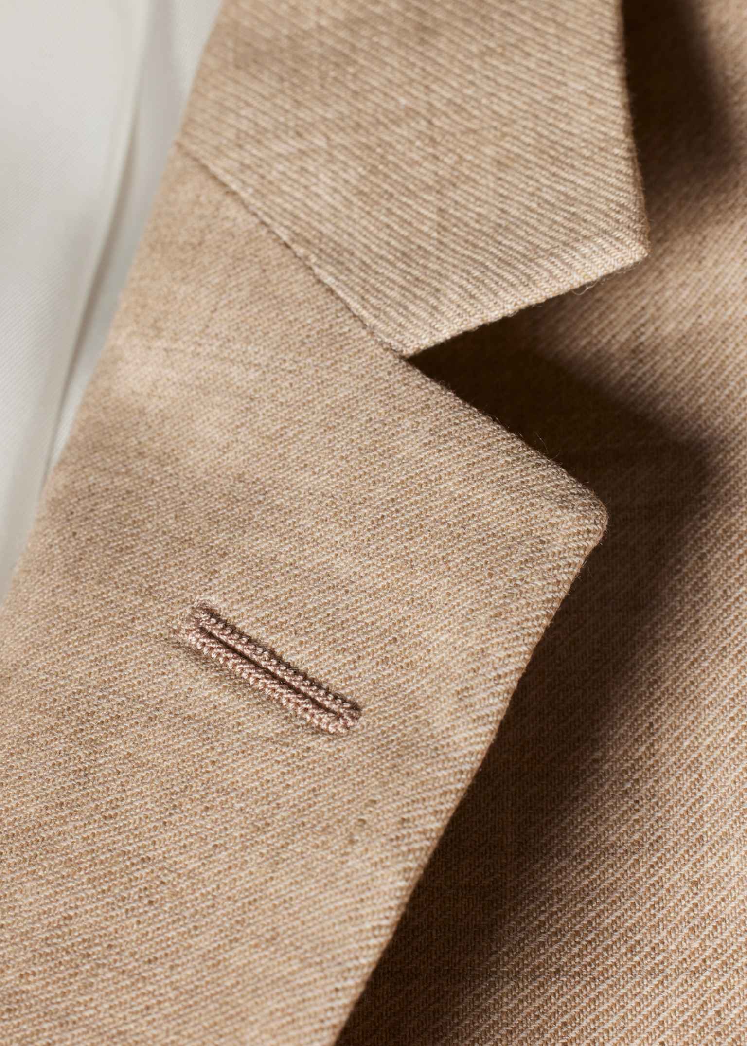 Men's Tailored-Fit Light Tan Linen And Wool-Blend Twill Suit
