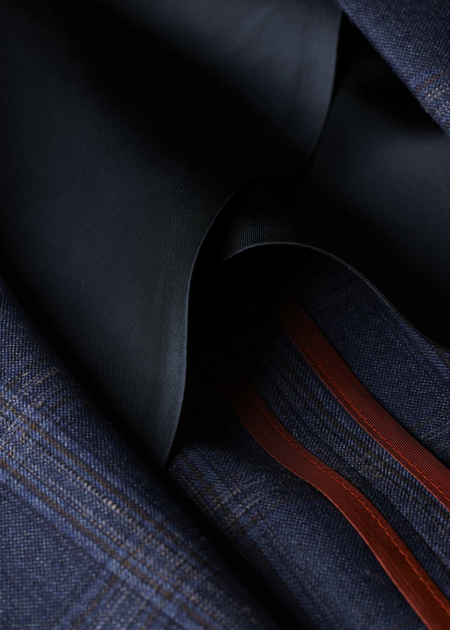 Men's Blue Wool-Cashmere Check Buggy-Lined Blazer