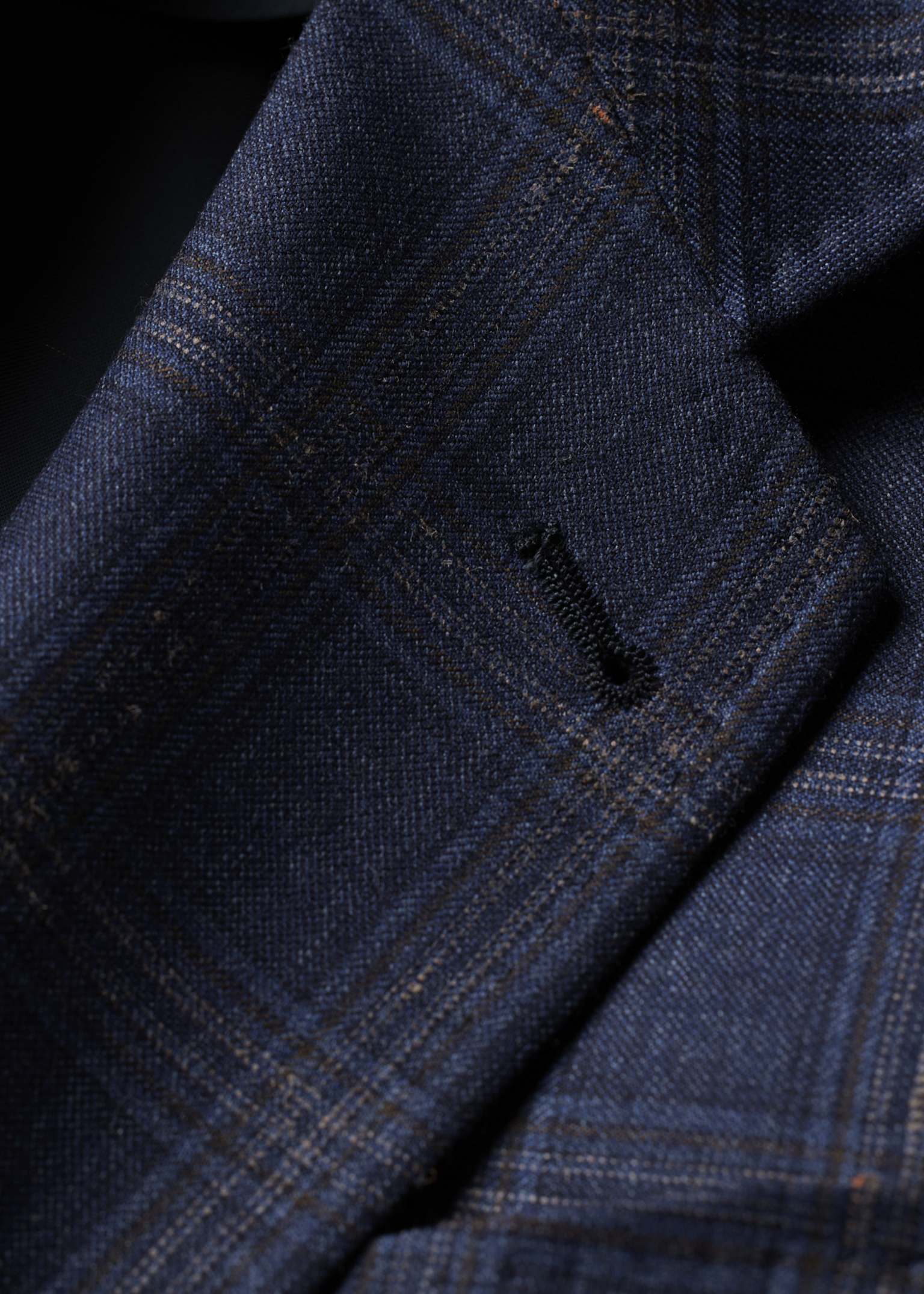 Men's Blue Wool-Cashmere Check Buggy-Lined Blazer
