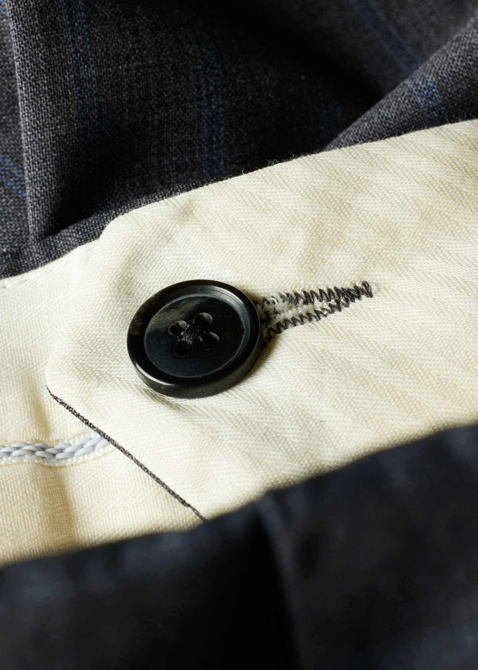 Men's Tailored-Fit Grey Stripe Tropical Wool Suit