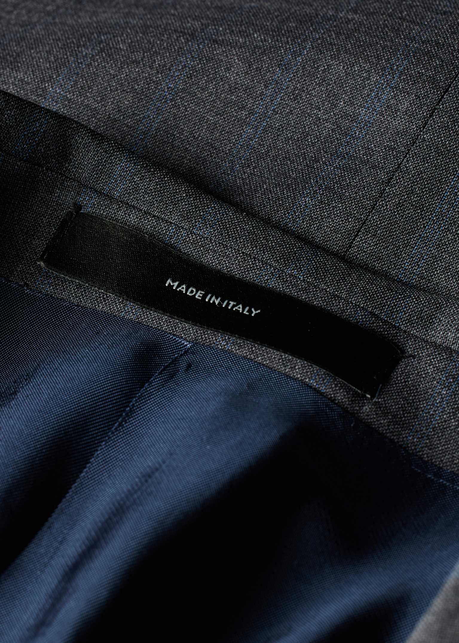 Men's Tailored-Fit Grey Stripe Tropical Wool Suit