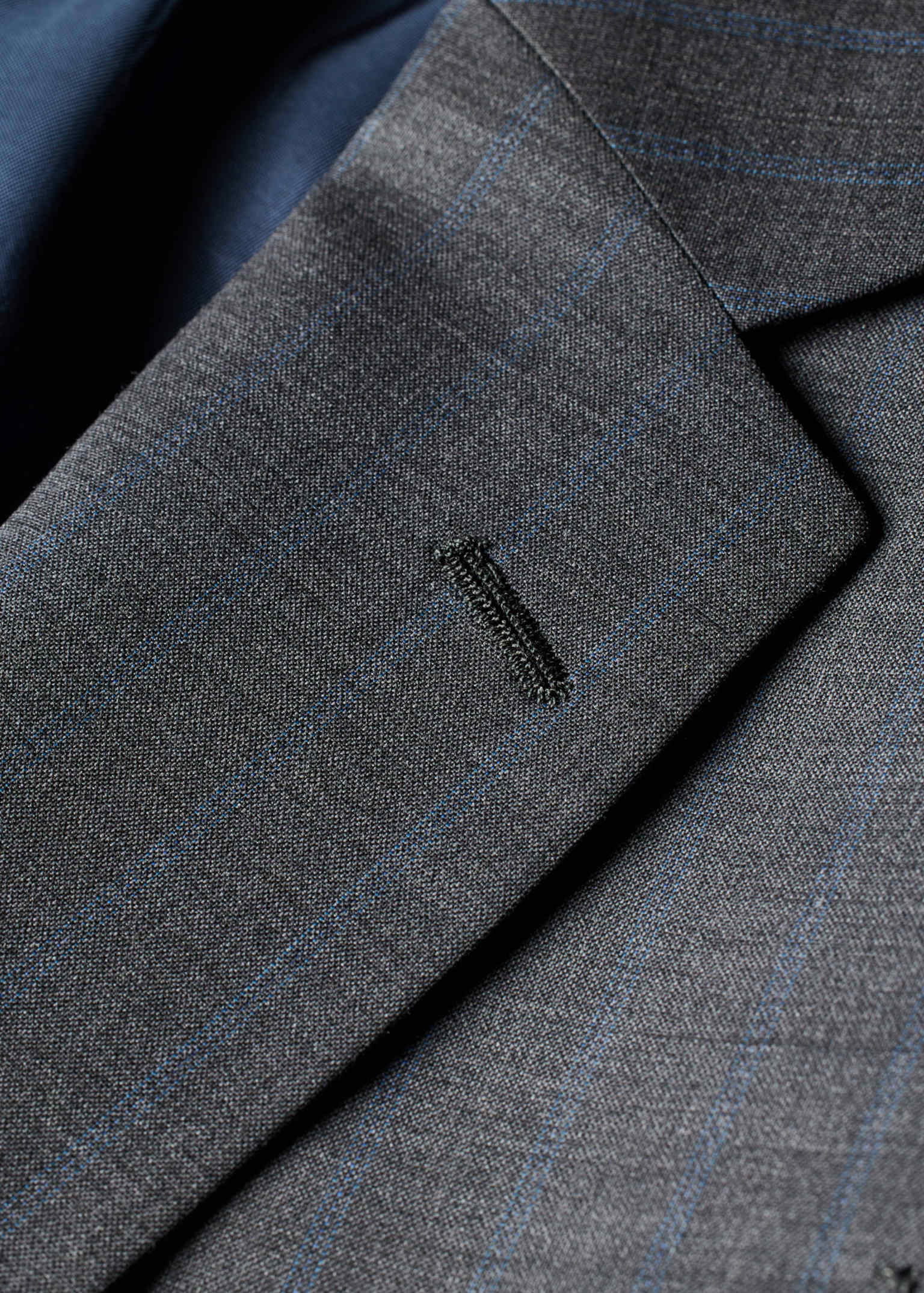 Men's Tailored-Fit Grey Stripe Tropical Wool Suit