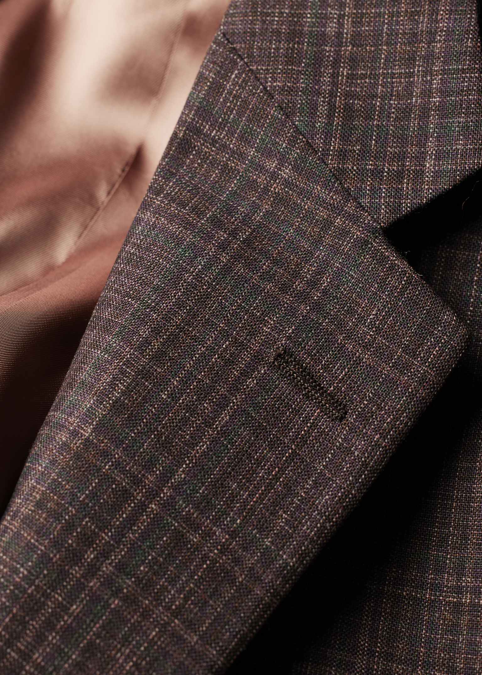 Men's Burgundy Check Tropical Wool Suit