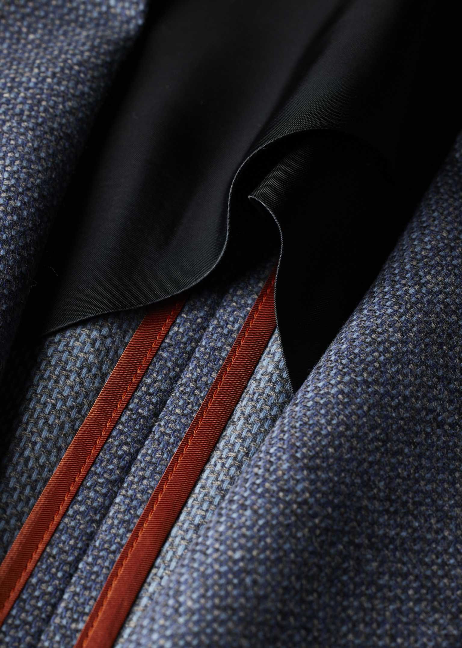 Men's Blue Wool-Cashmere Buggy-Lined Blazer