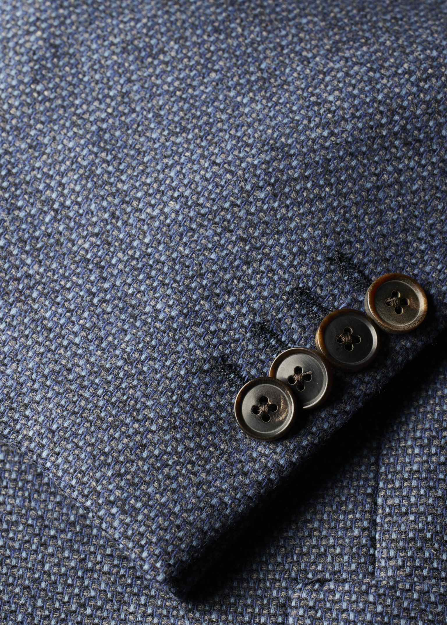 Men's Blue Wool-Cashmere Buggy-Lined Blazer