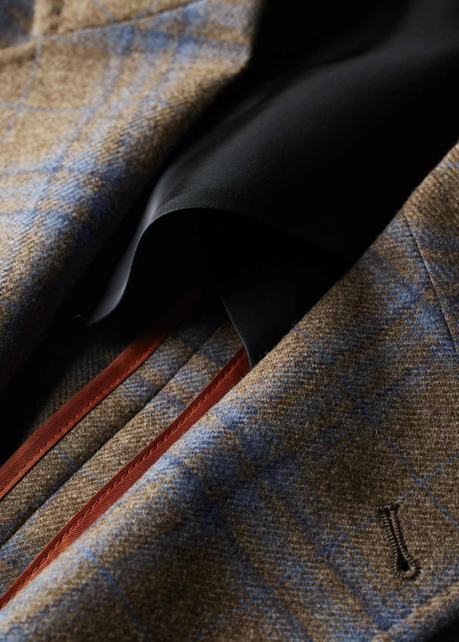 Men's Brown Check Wool-Cashmere Buggy-Lined Blazer
