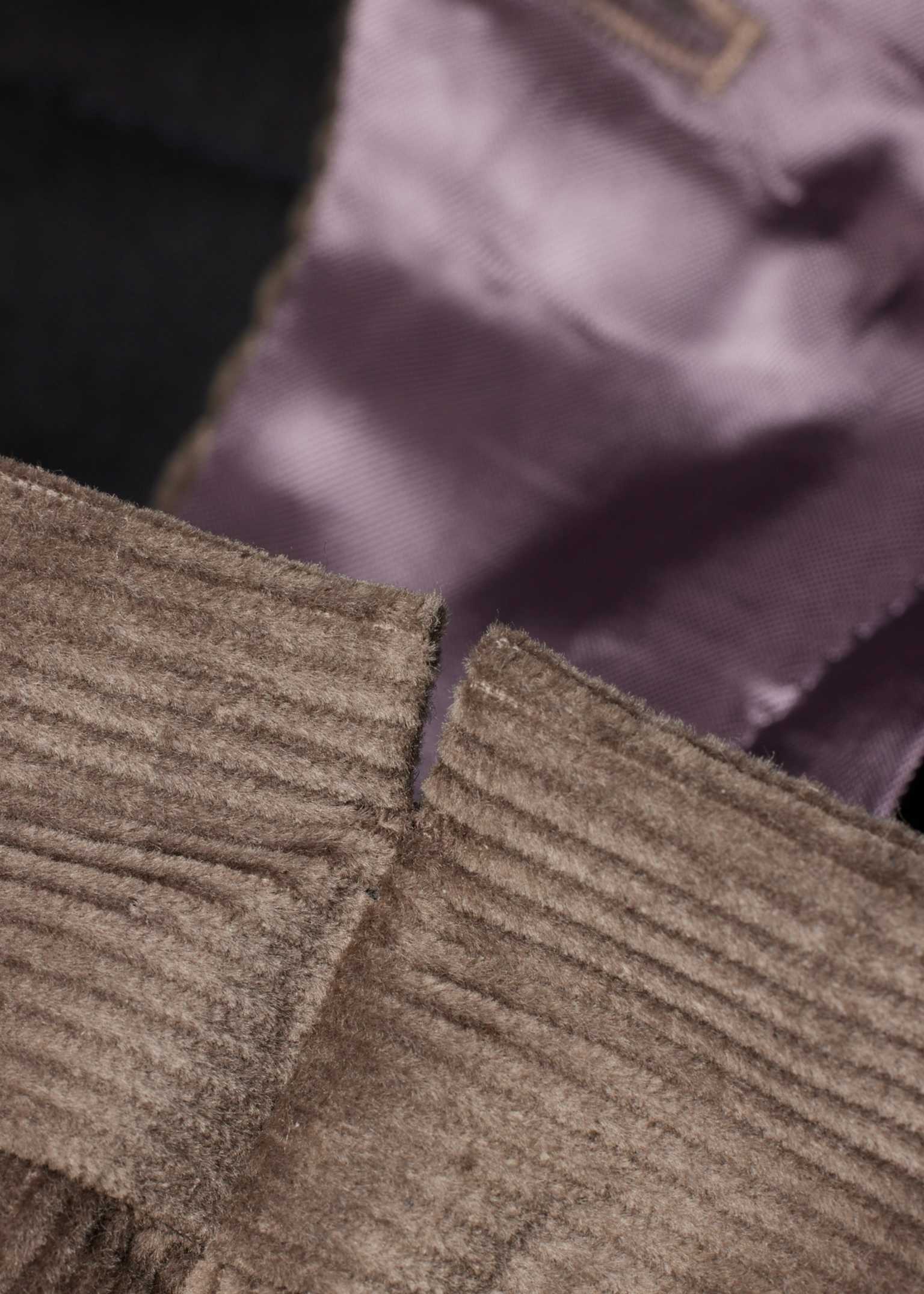 Men's Taupe Cotton and Wool-Blend Corduroy Trousers