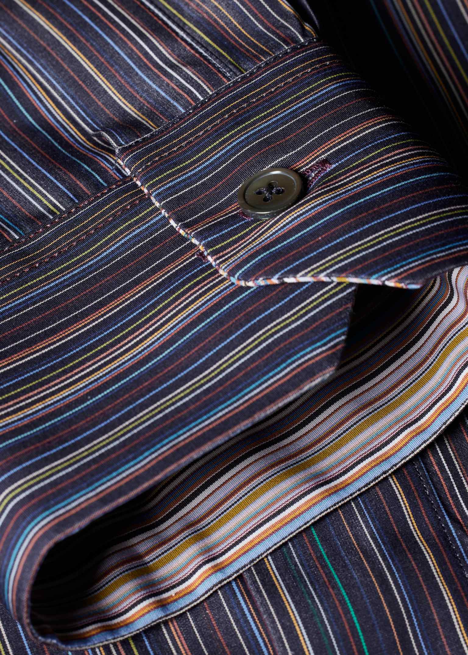 Men's Slim-Fit Navy 'Signature Stripe' Fly Front Shirt