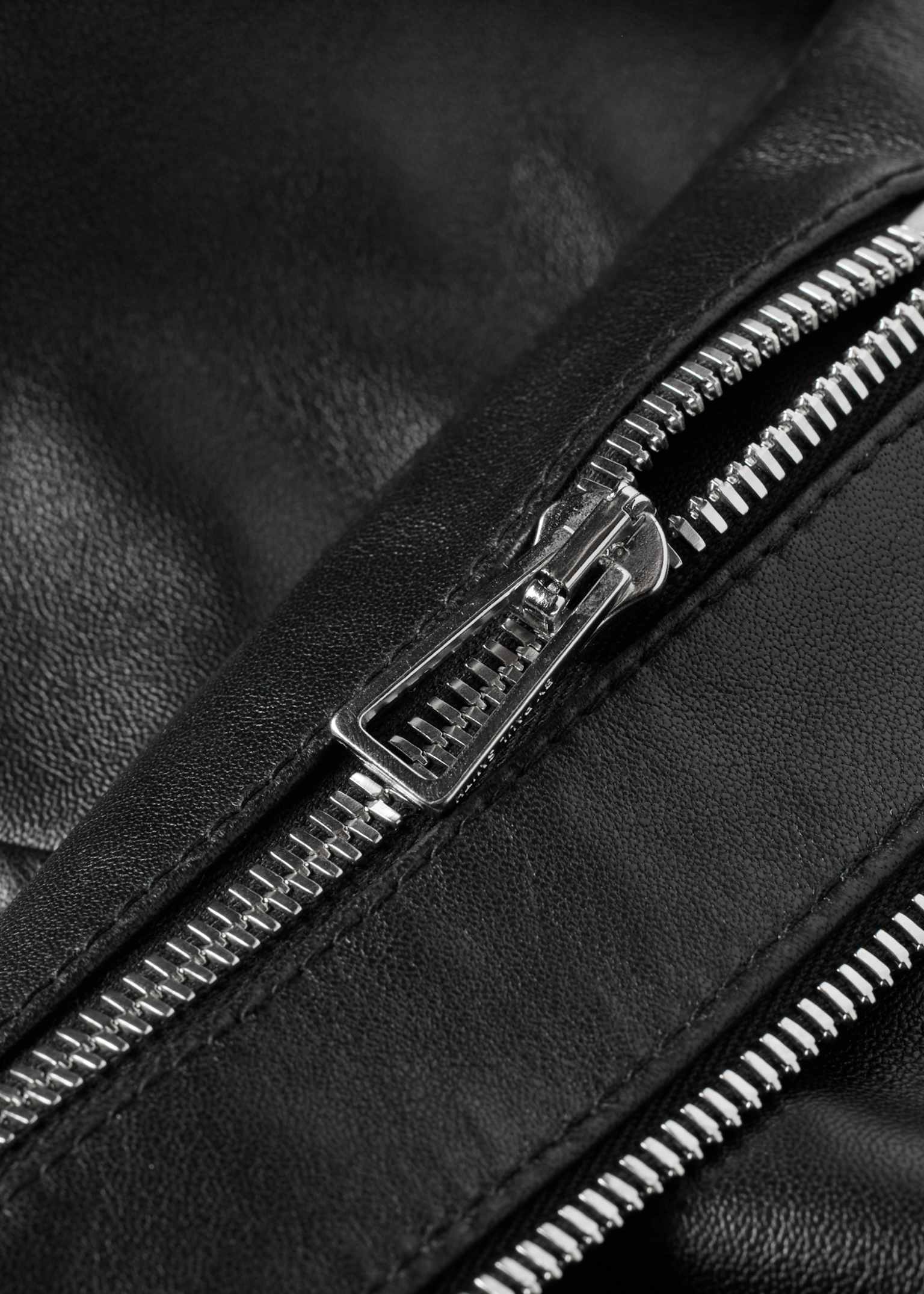 Men's Black Leather Patch-Pocket Jacket