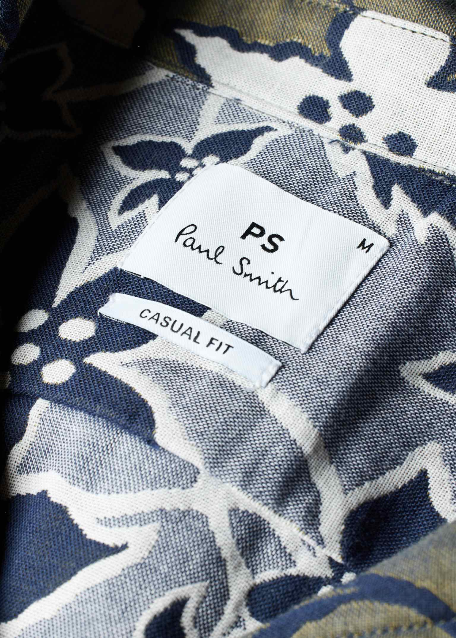 Men's Khaki Floral Double-Face Cotton Shirt