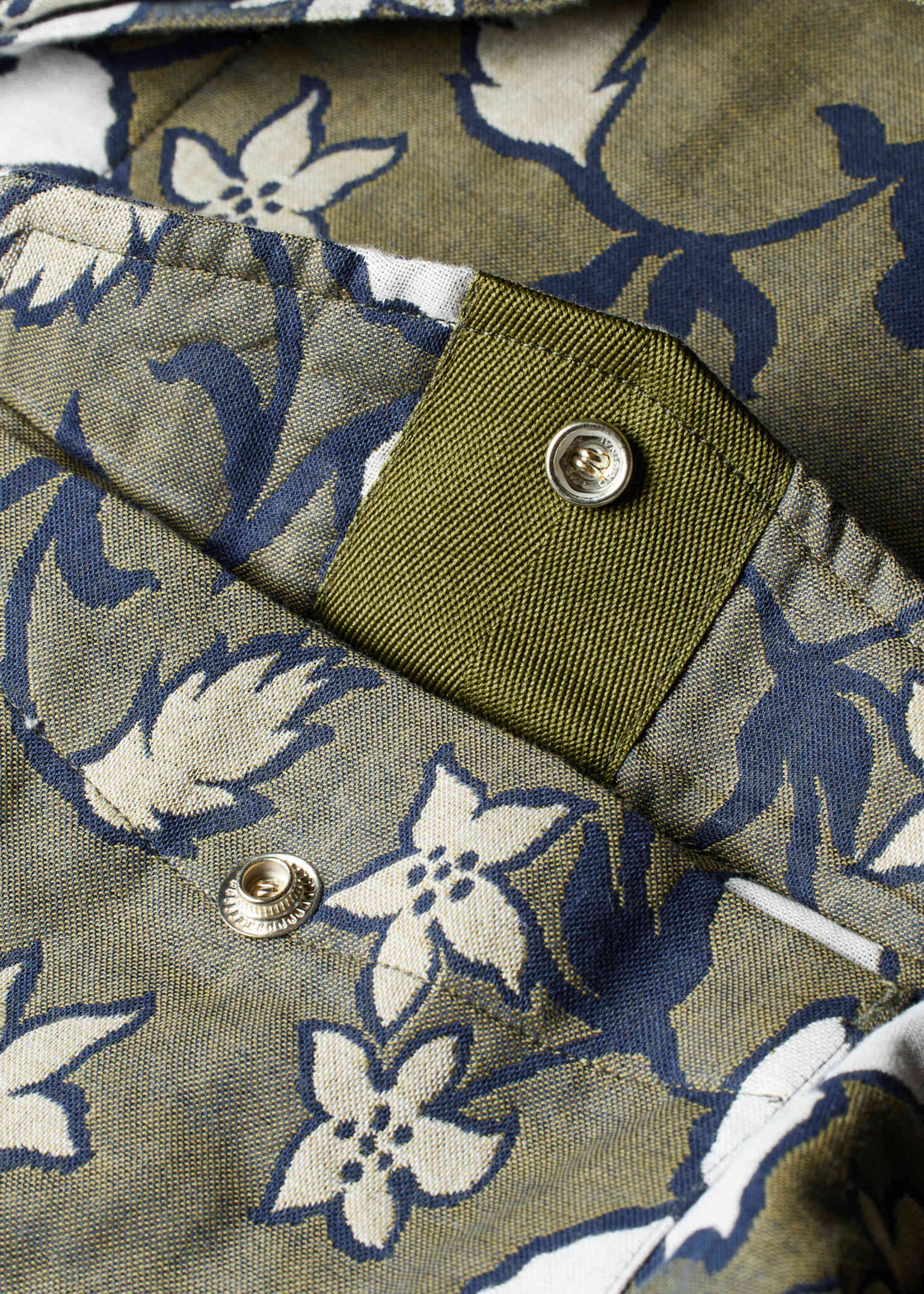 Men's Khaki Floral Double-Face Cotton Shirt