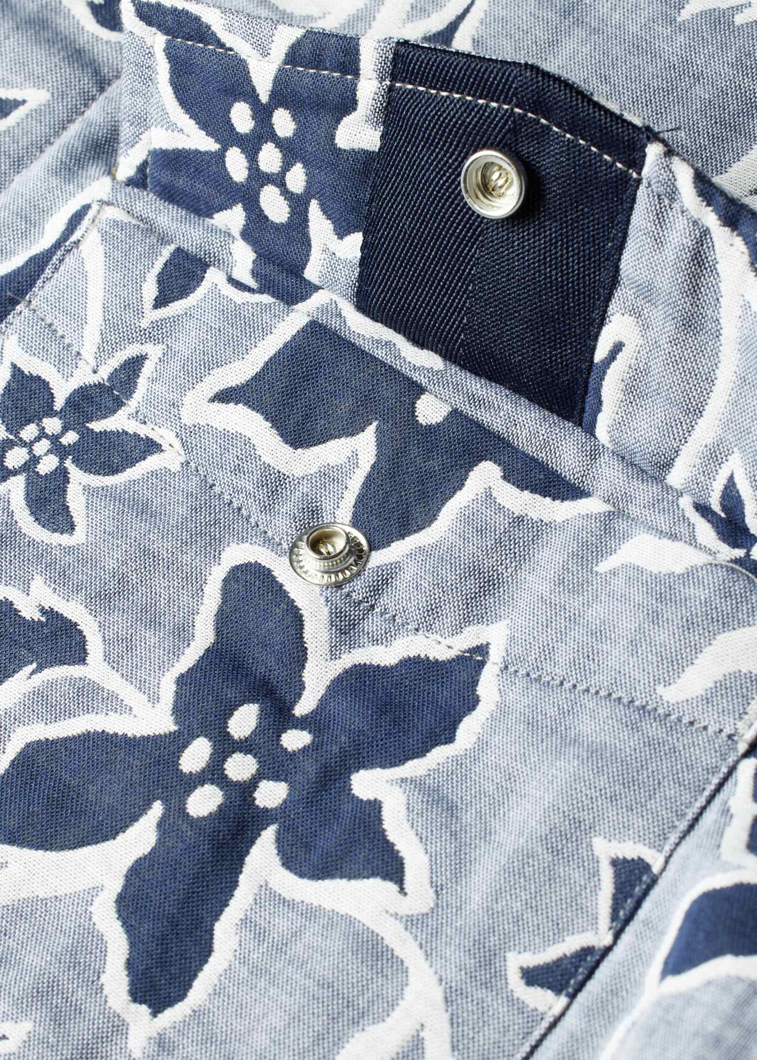 Men's Blue Floral Double-Face Cotton Shirt