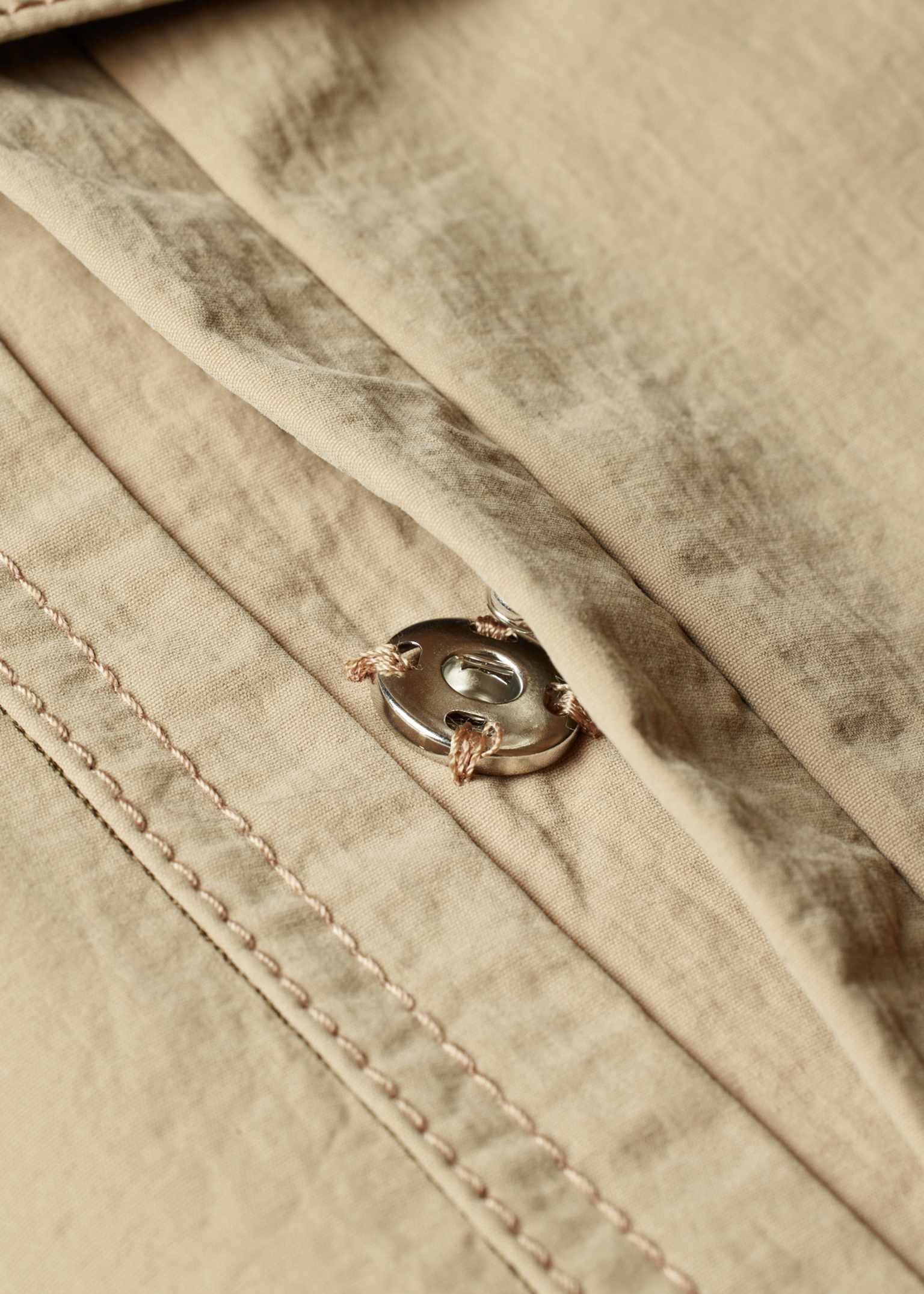 Women's Stone Nylon Mac with Contrast Check Trim