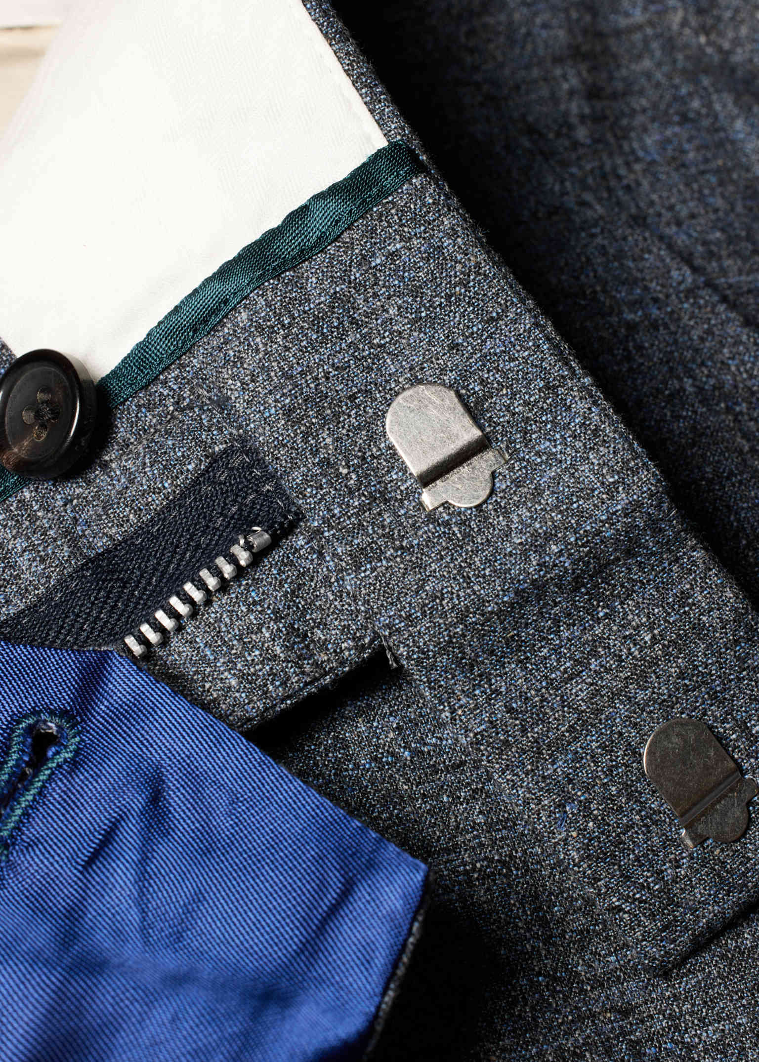 Men's Slate Blue Cotton-Linen Melange Suit