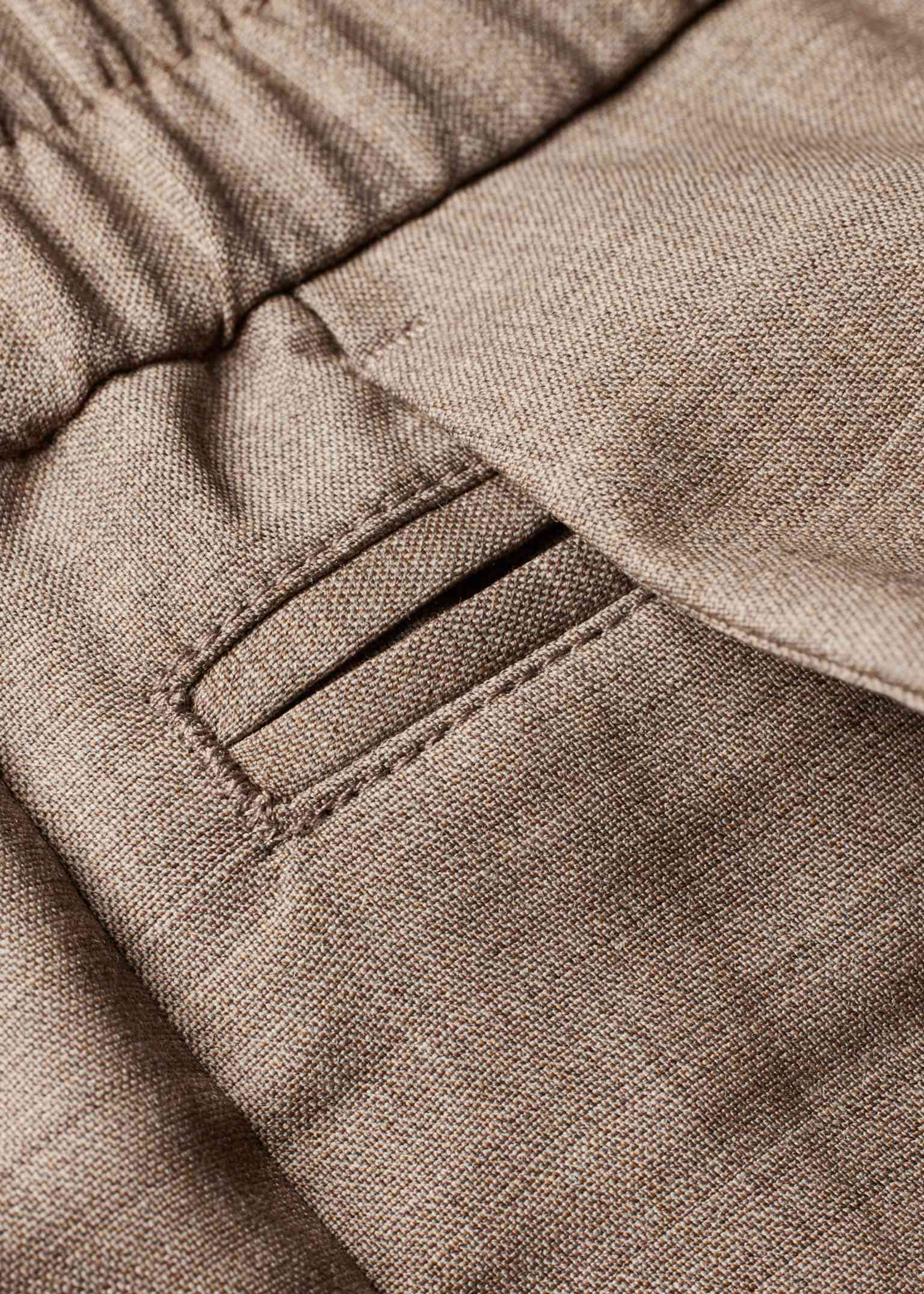 Men's Tan Tropical Wool Elasticated-Waist Trousers