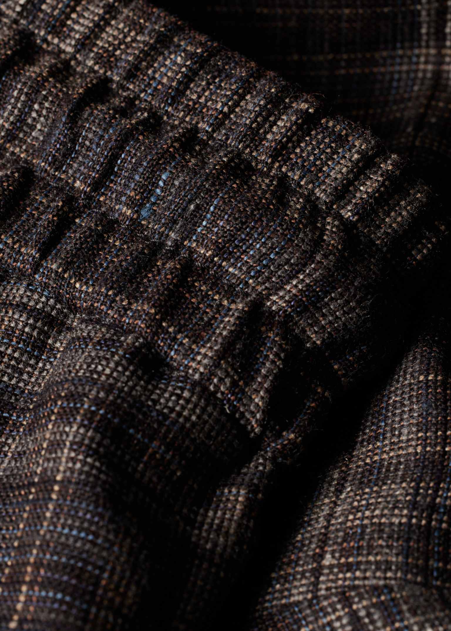 Men's Brown and Navy Check Silk-Wool Suit