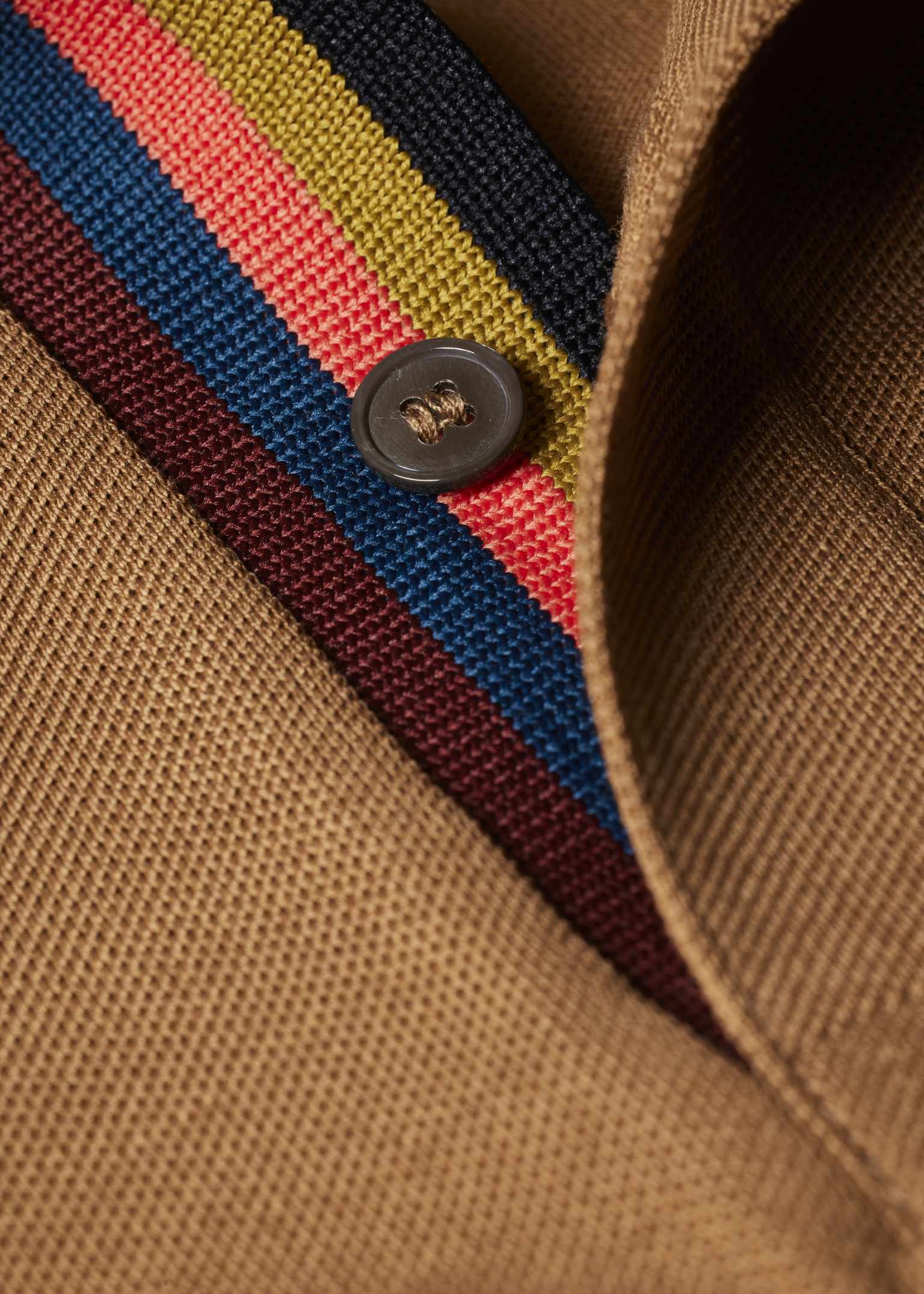 Men's Tan 'Artist Stripe' Placket Polo Shirt