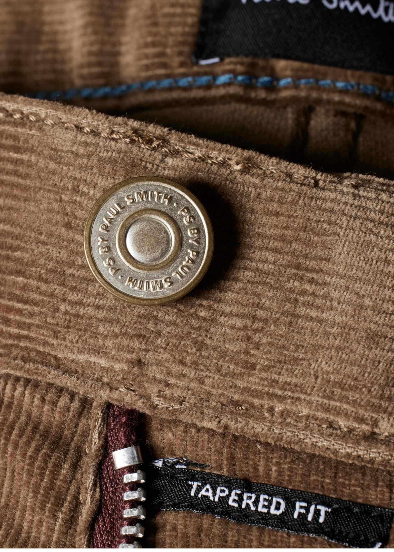 Men's Tapered-Fit Light Brown Corduroy Trousers