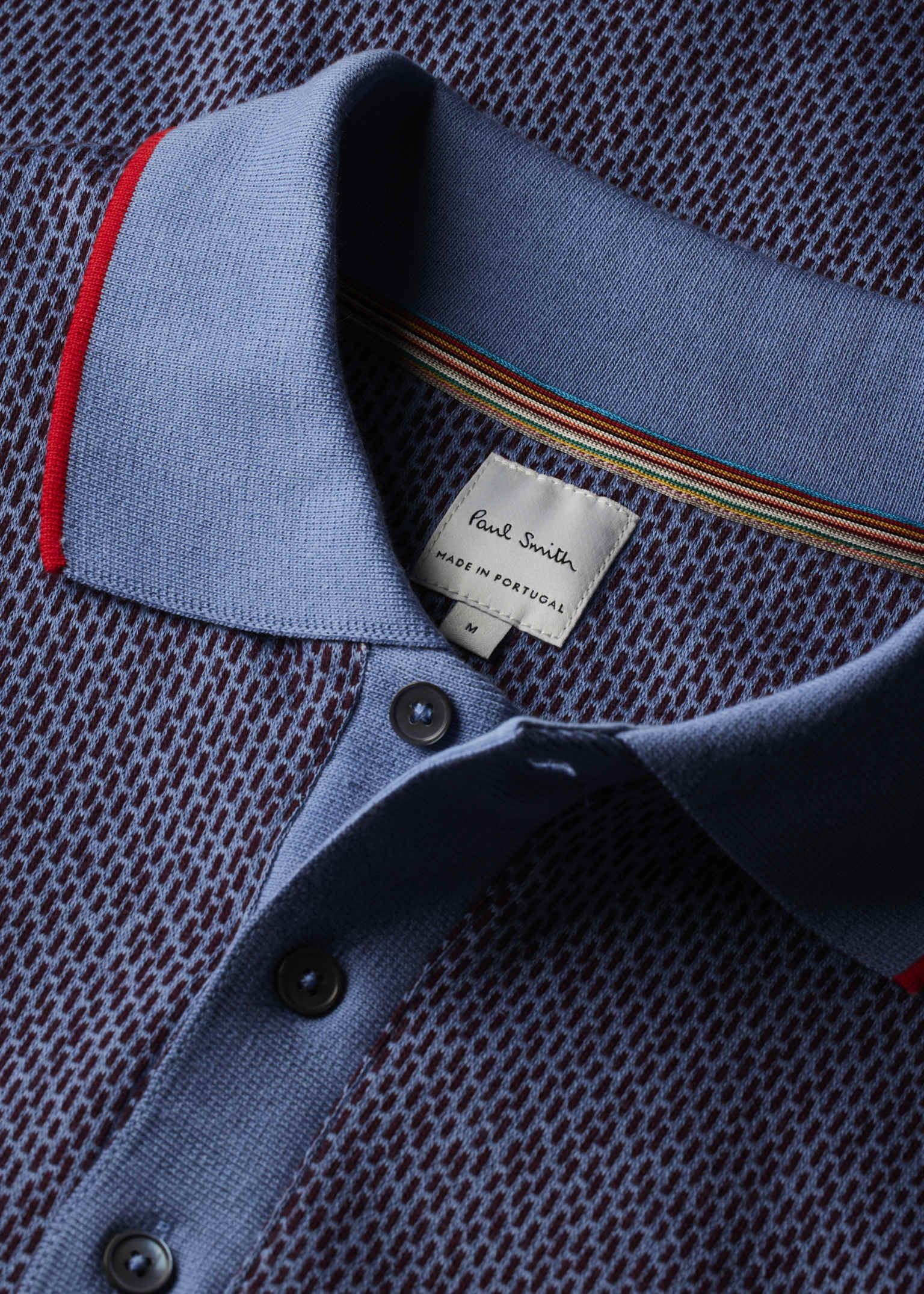 Men's Blue Micro-Jacquard Cotton-Blend Polo Shirt