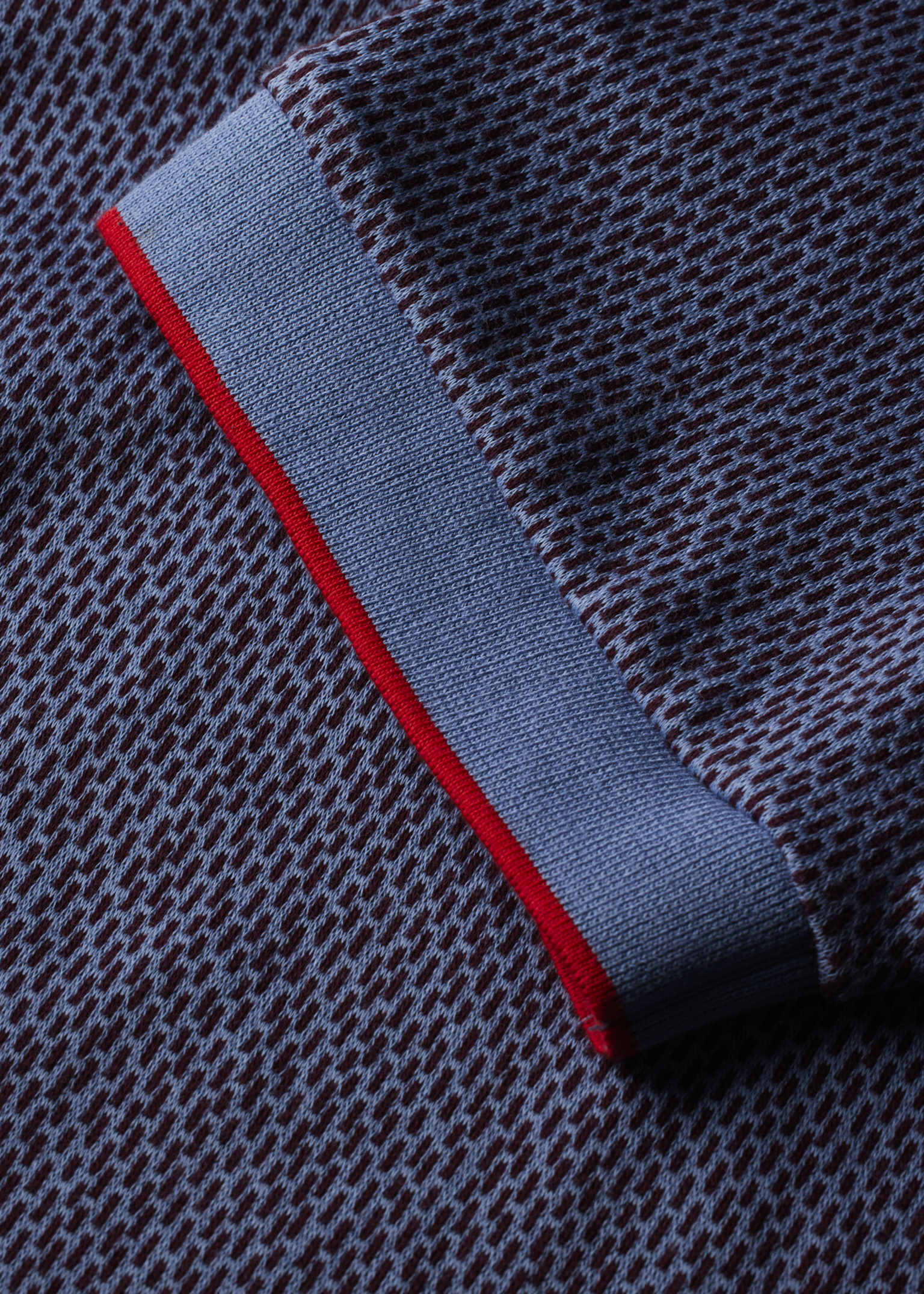 Men's Blue Micro-Jacquard Cotton-Blend Polo Shirt