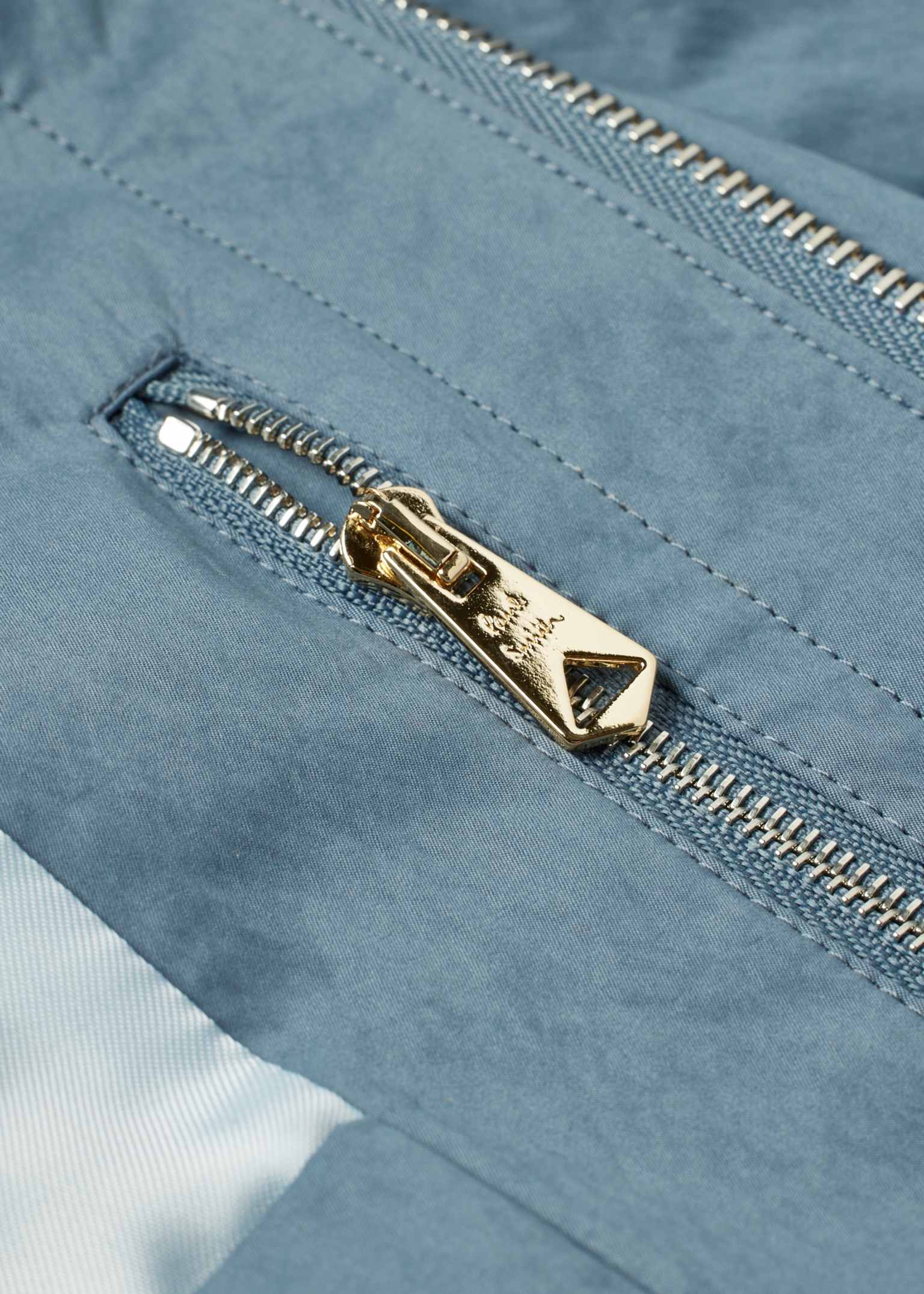 Men's Light Blue Nylon-Blend Water Resistant Field Jacket
