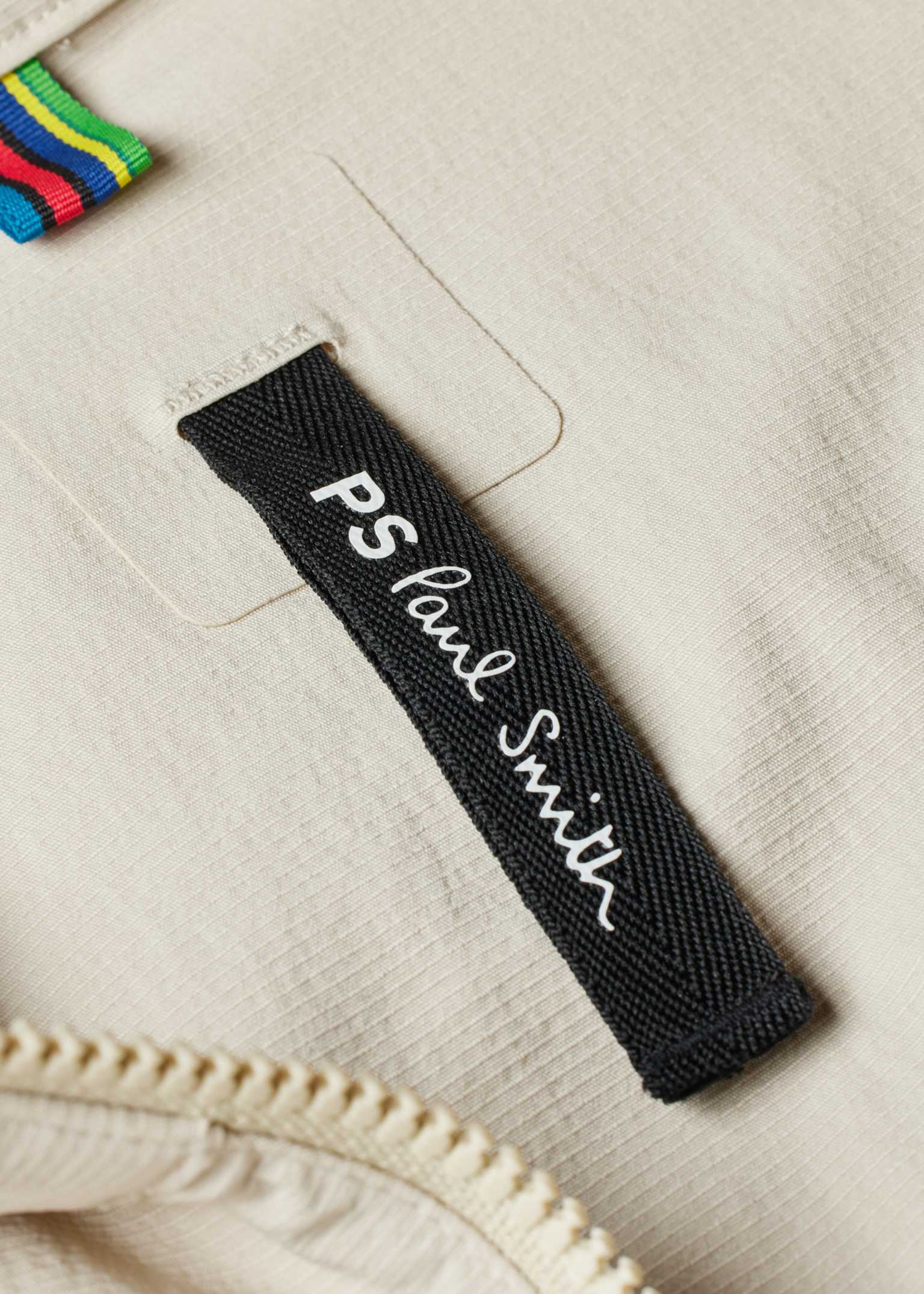 Men's Cream Textured Cropped Track Jacket