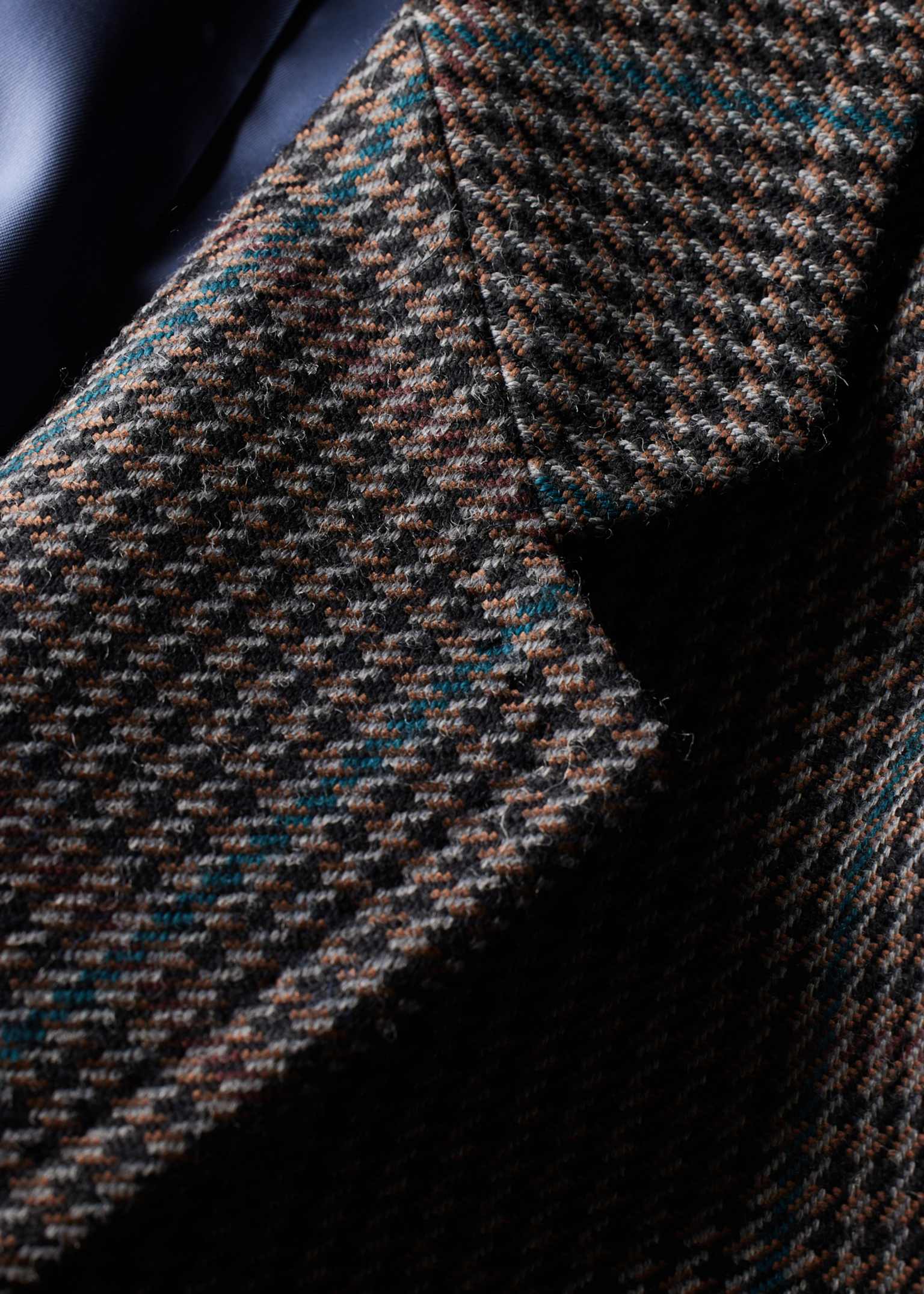 Men's Brown Multi-Houndstooth Wool-Blend Overcoat