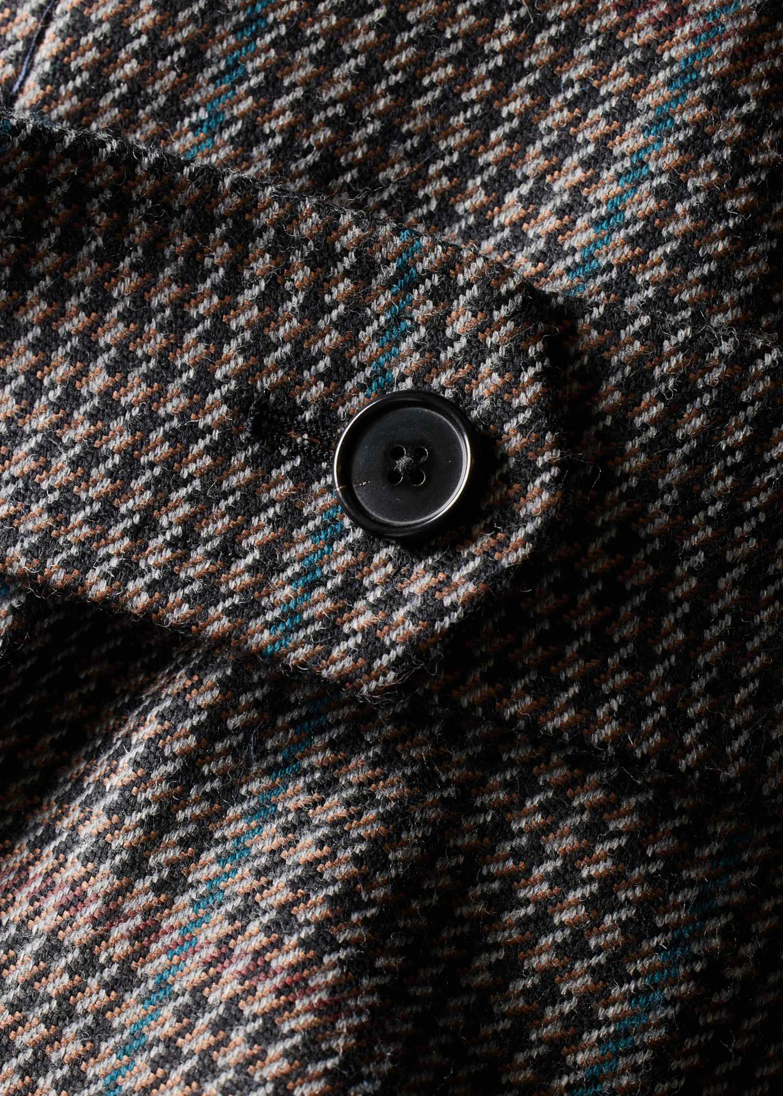 Men's Brown Multi-Houndstooth Wool-Blend Overcoat