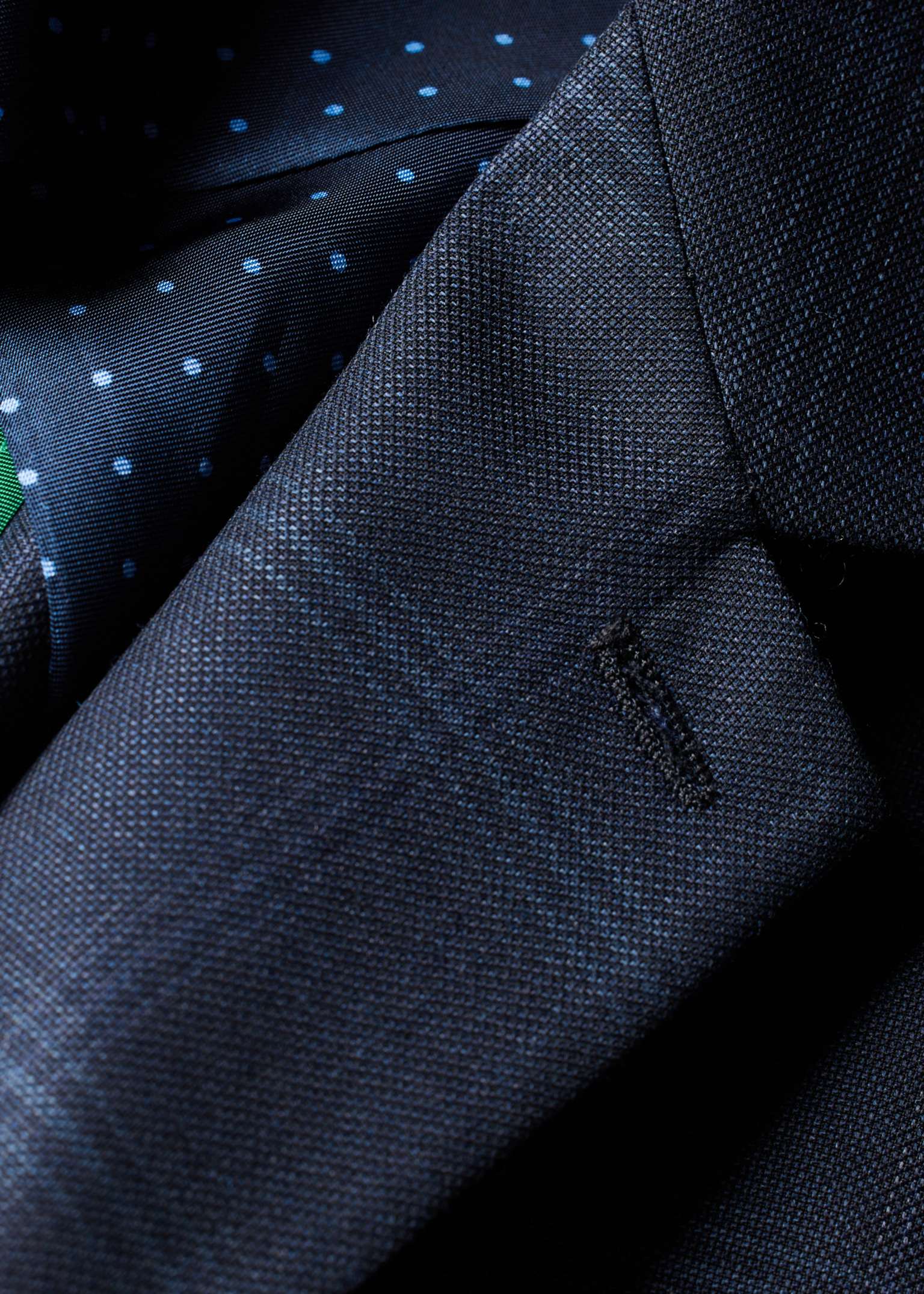 Men's Navy Wool Check Buggy-Lined Blazer