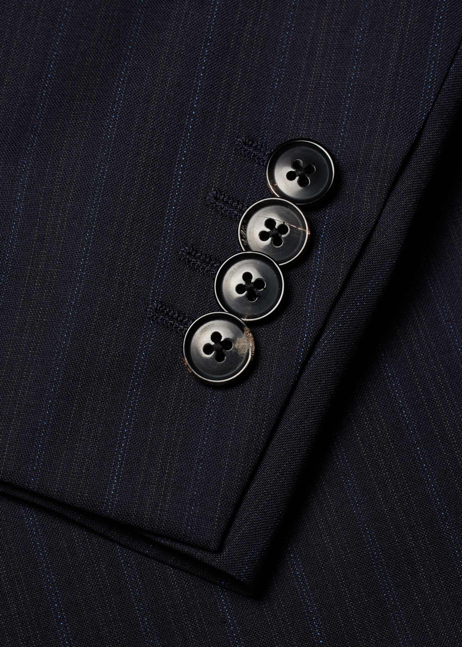 Men's Navy Stripe Tropical Wool Buggy-Lined Blazer