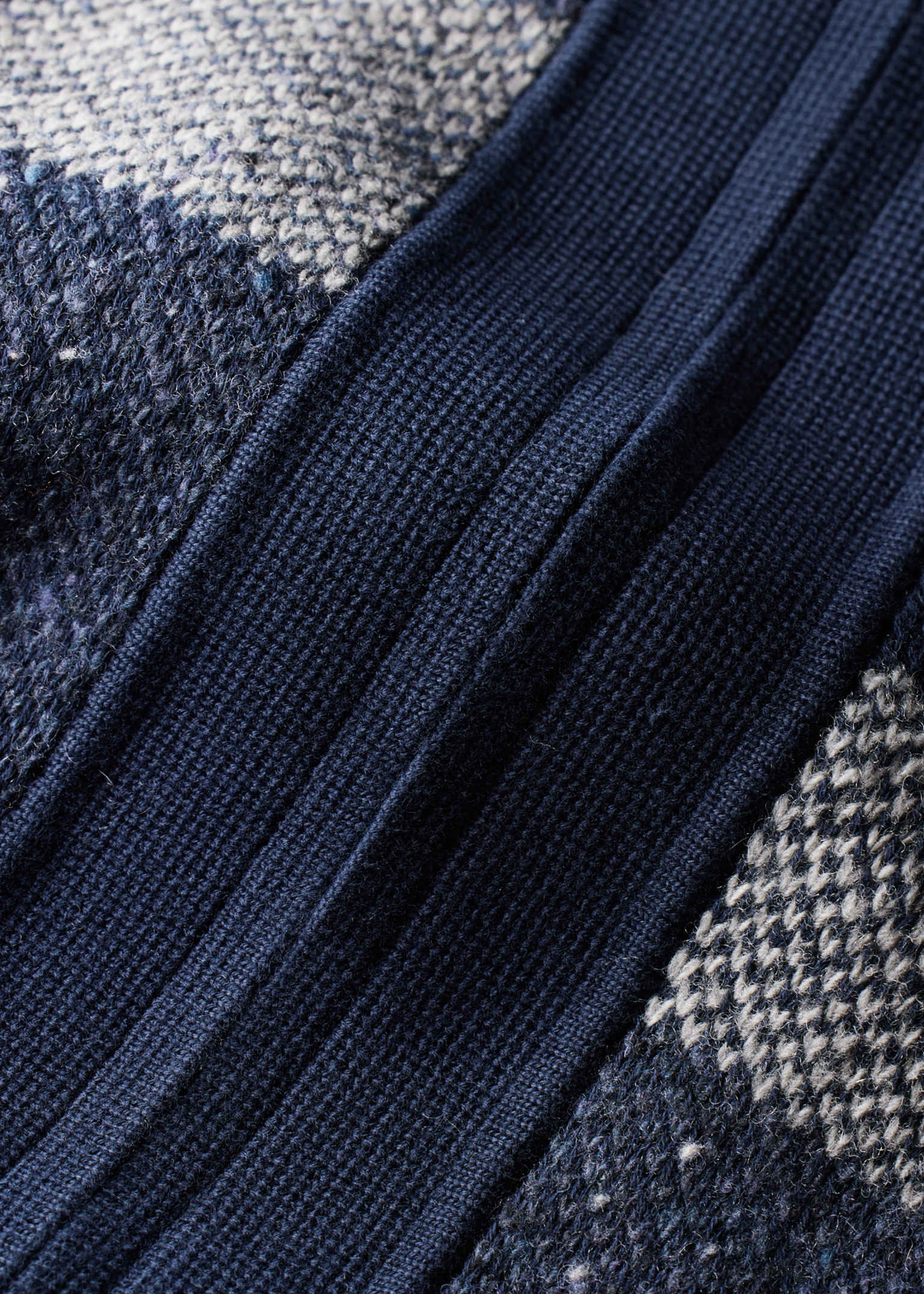Men's Navy Tonal Patchwork Zip-Through Cardigan