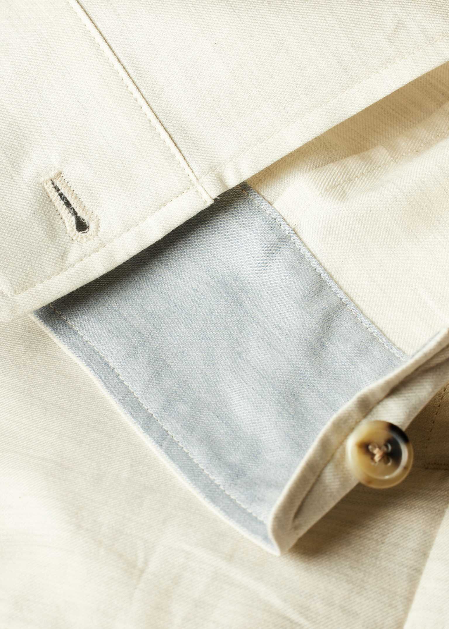 Men's Cream Brushed Cotton-Twill Overshirt