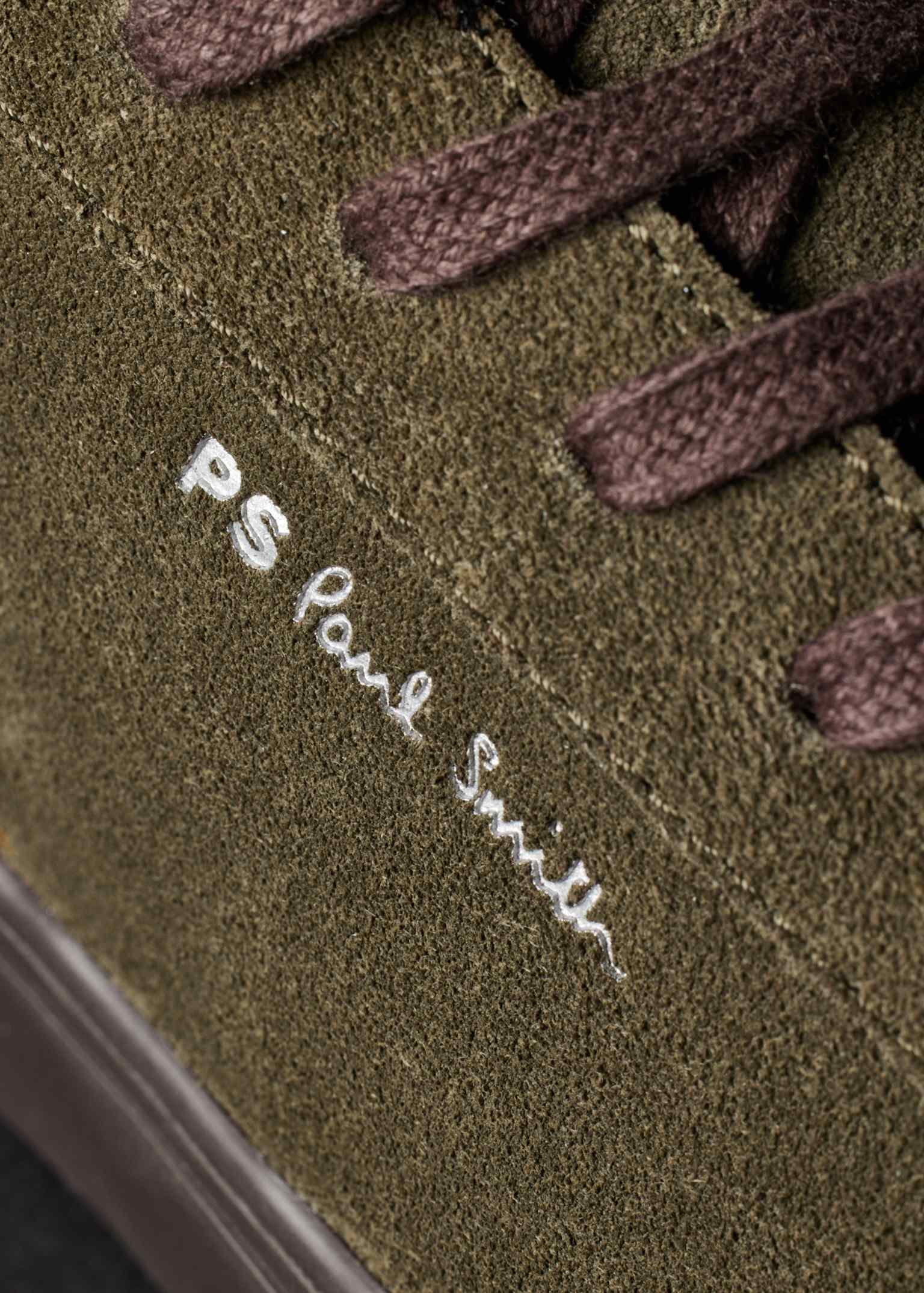 Men's Khaki Suede 'Rex' Embroidery Trainers