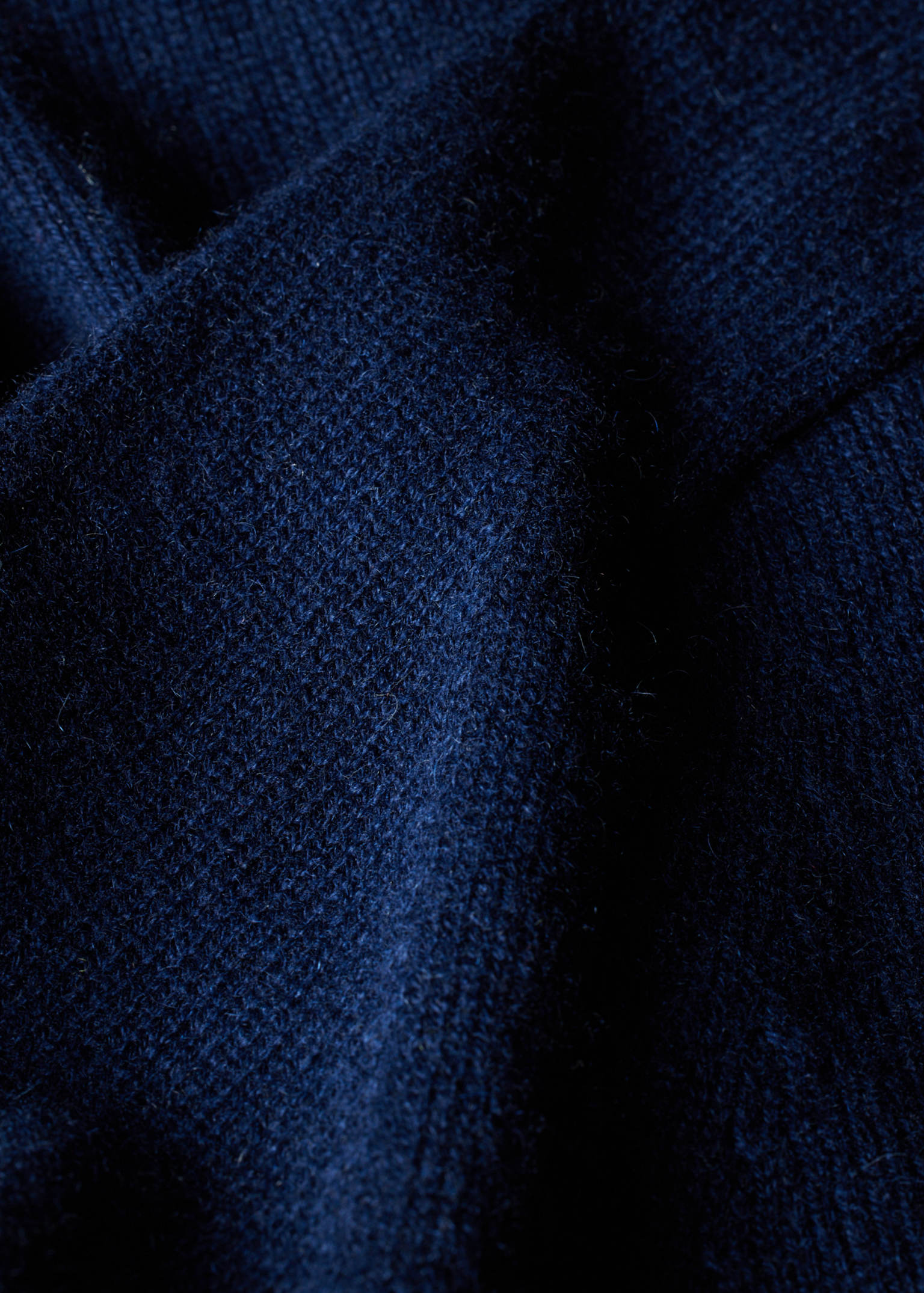 Women's Navy Cashmere-Blend Roll Neck Sweater