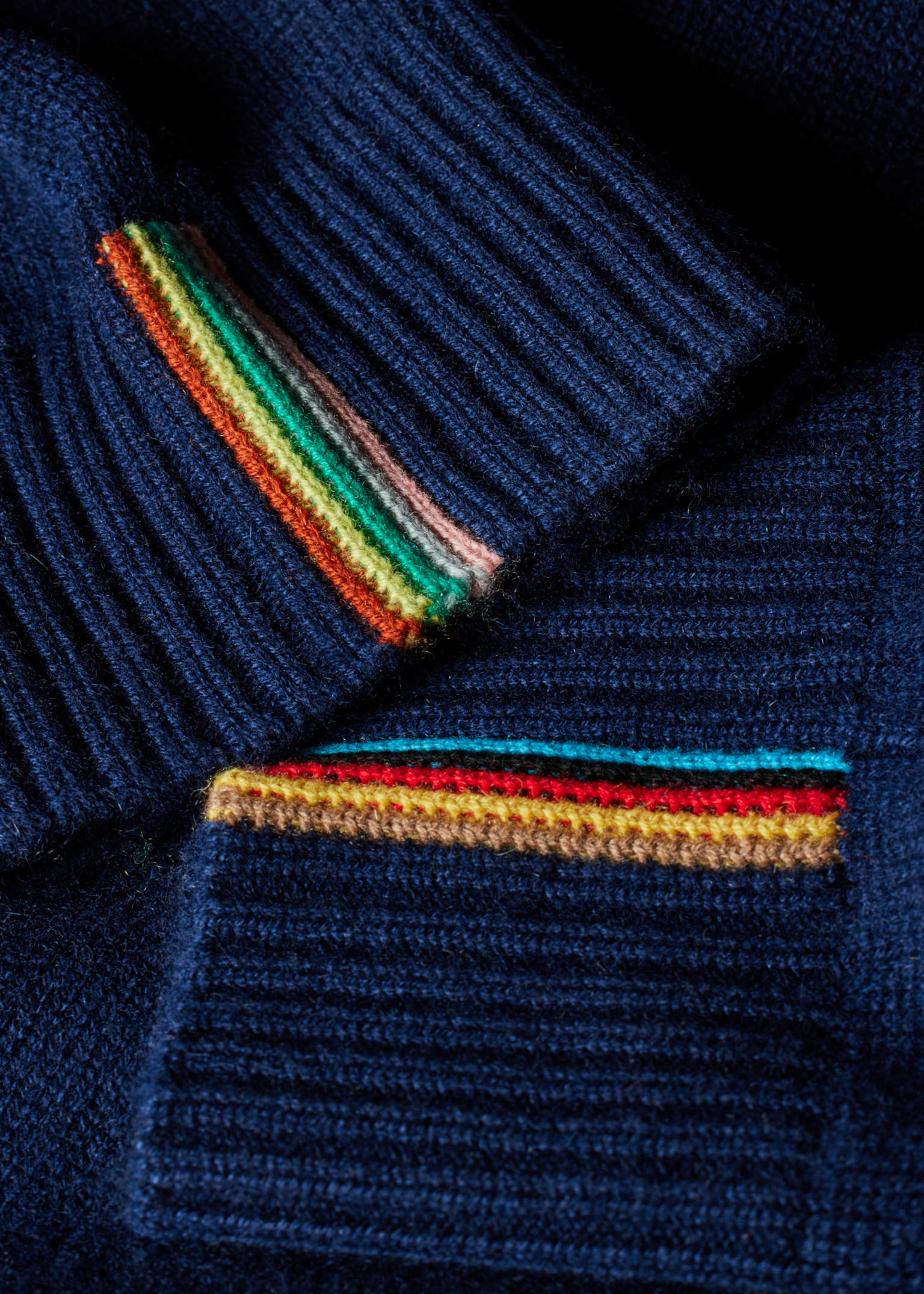 Women's Navy Cashmere-Blend Roll Neck Sweater