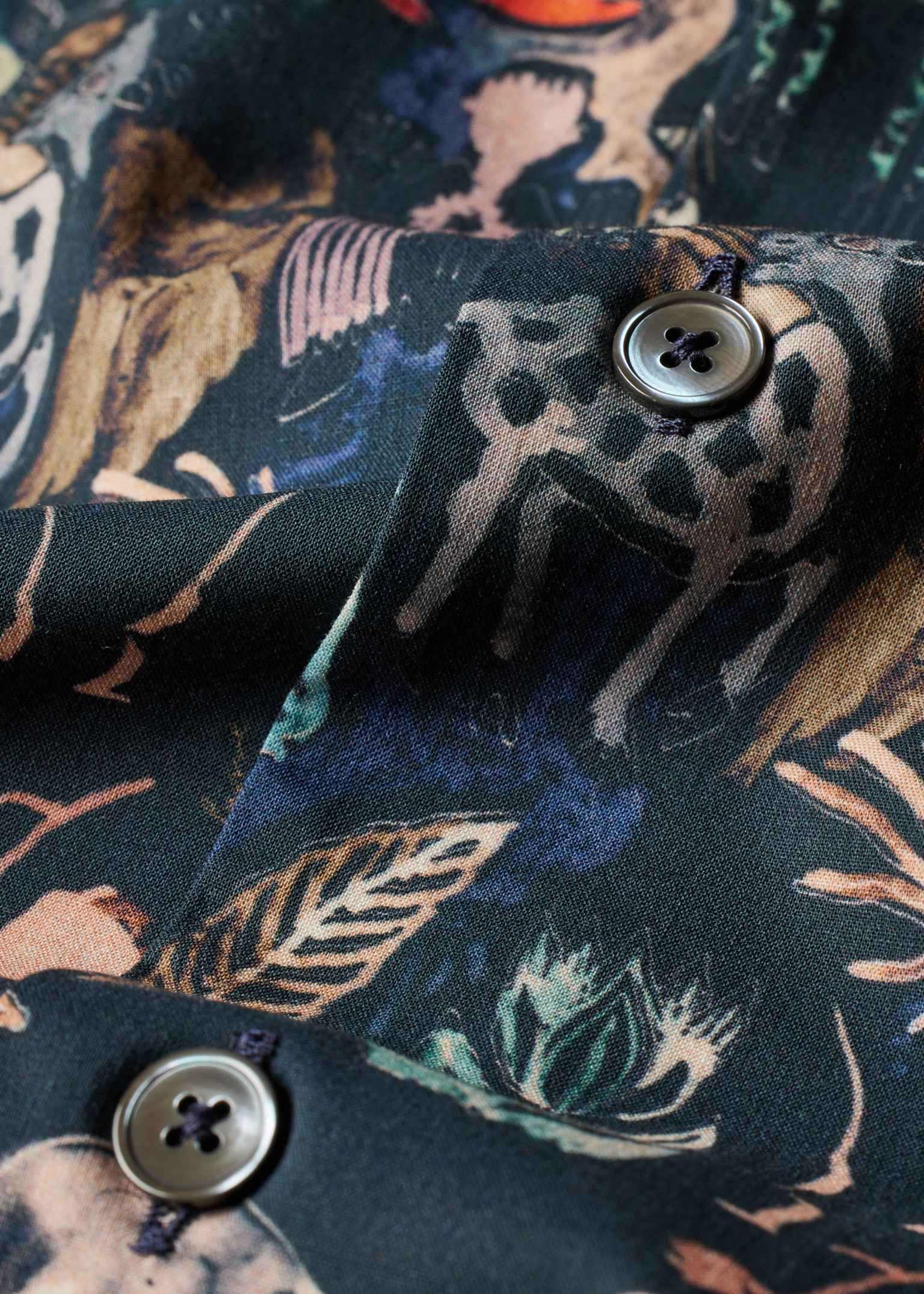 Men's Tailored-Fit Navy 'Little Beasts' Print Shirt