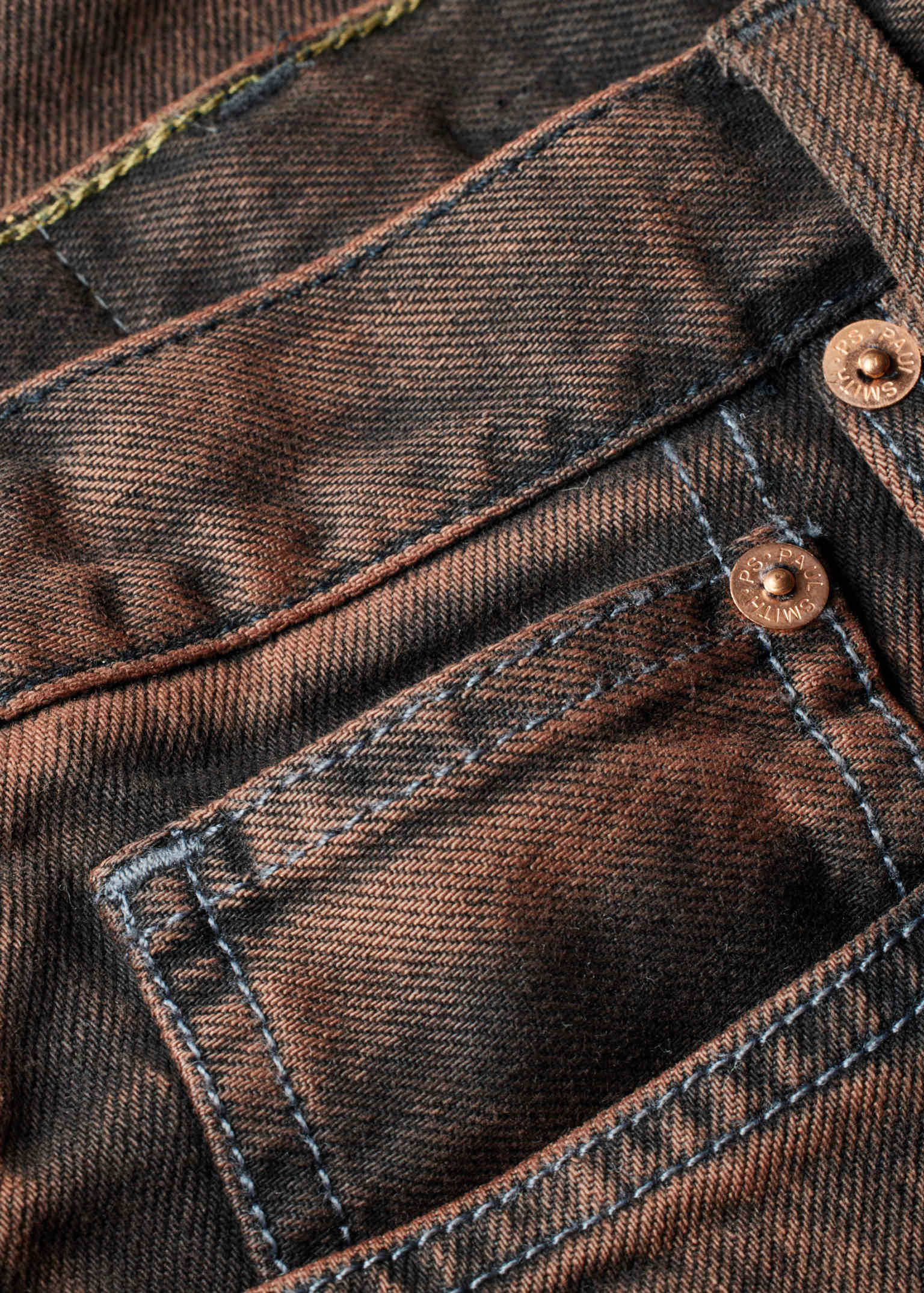 Men's Relaxed Tapered-Fit Black and Brown Overdyed Jeans