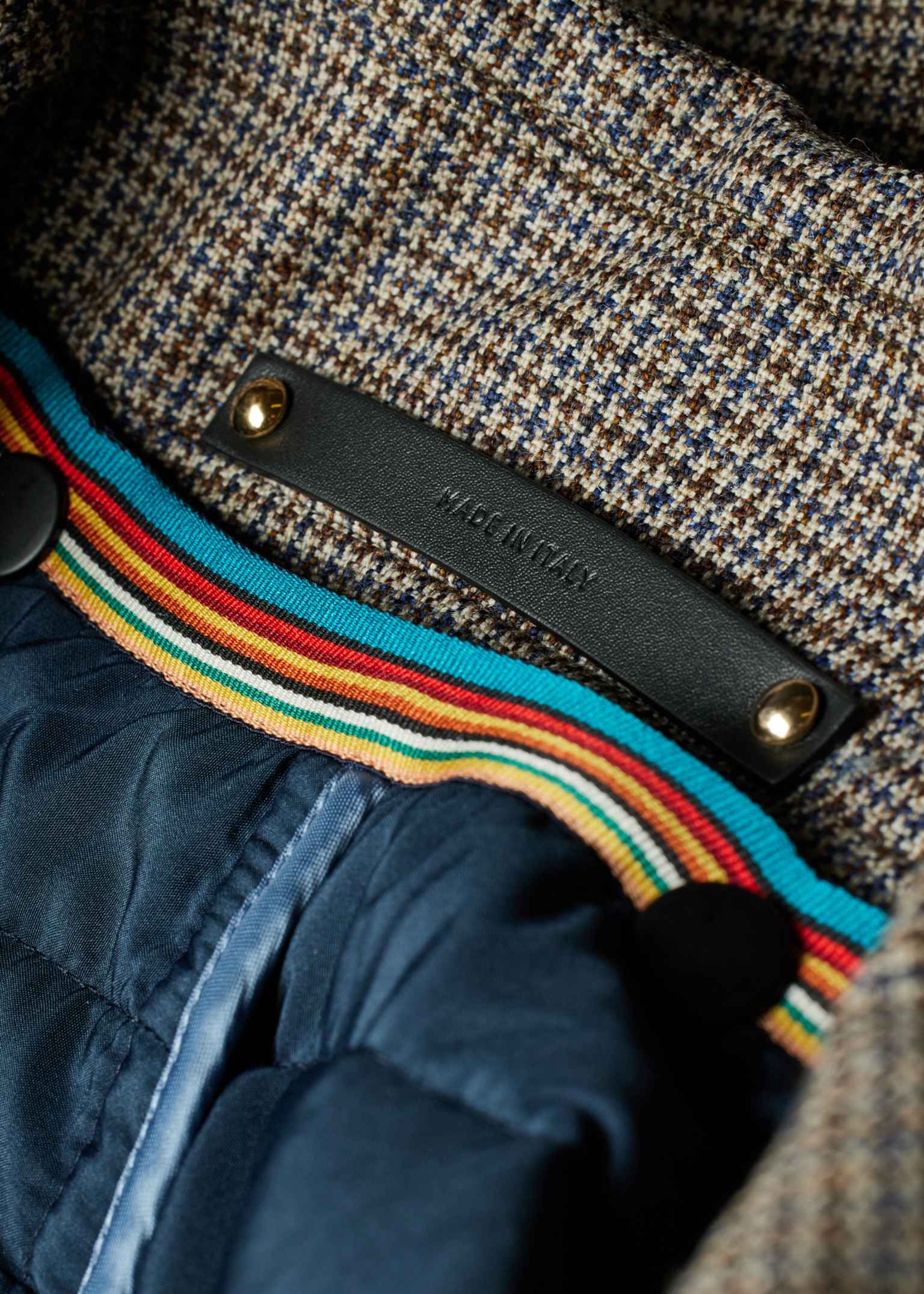 Grey Wool Check Overcoat