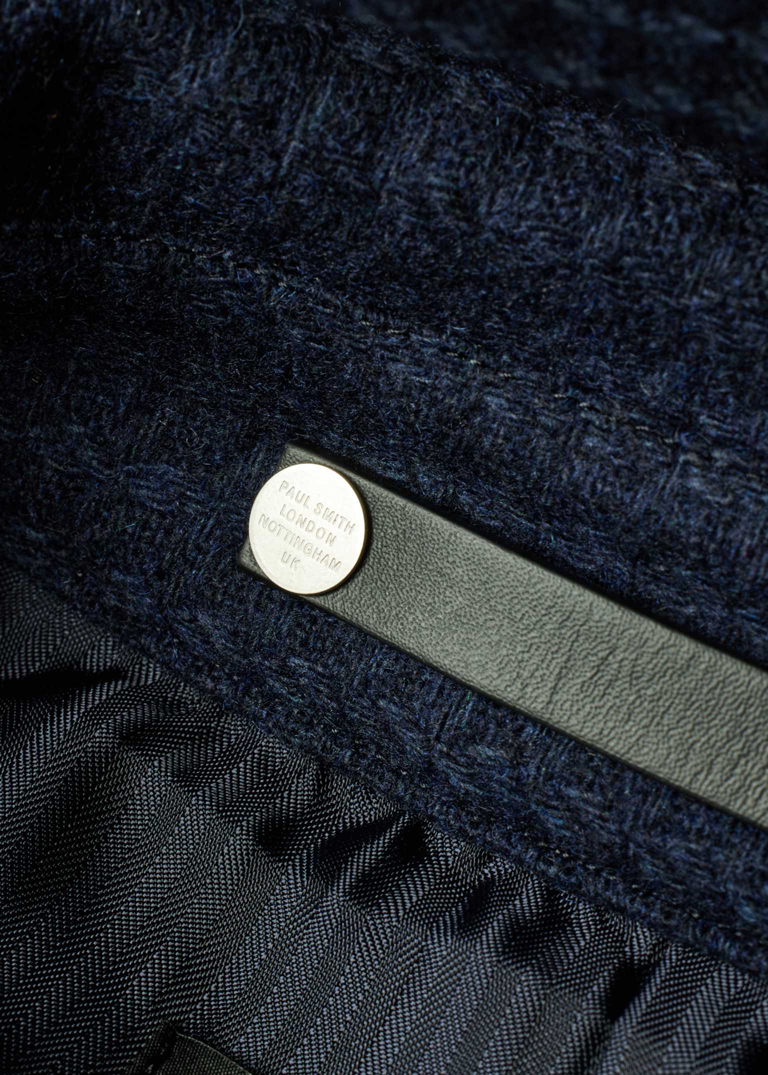 Dark Navy Wool-Blend Check Coat