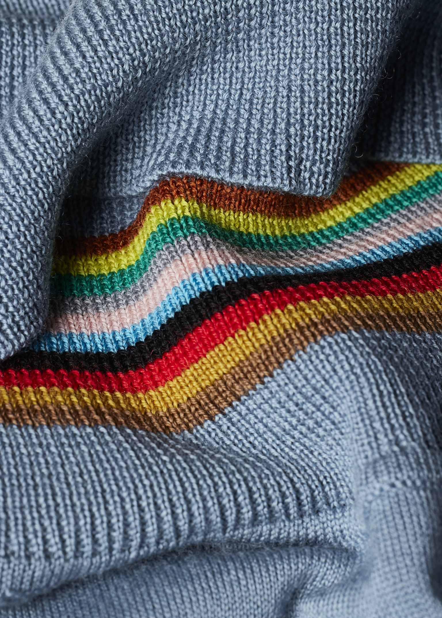 Men's Light Blue Merino Wool Roll Neck Sweater