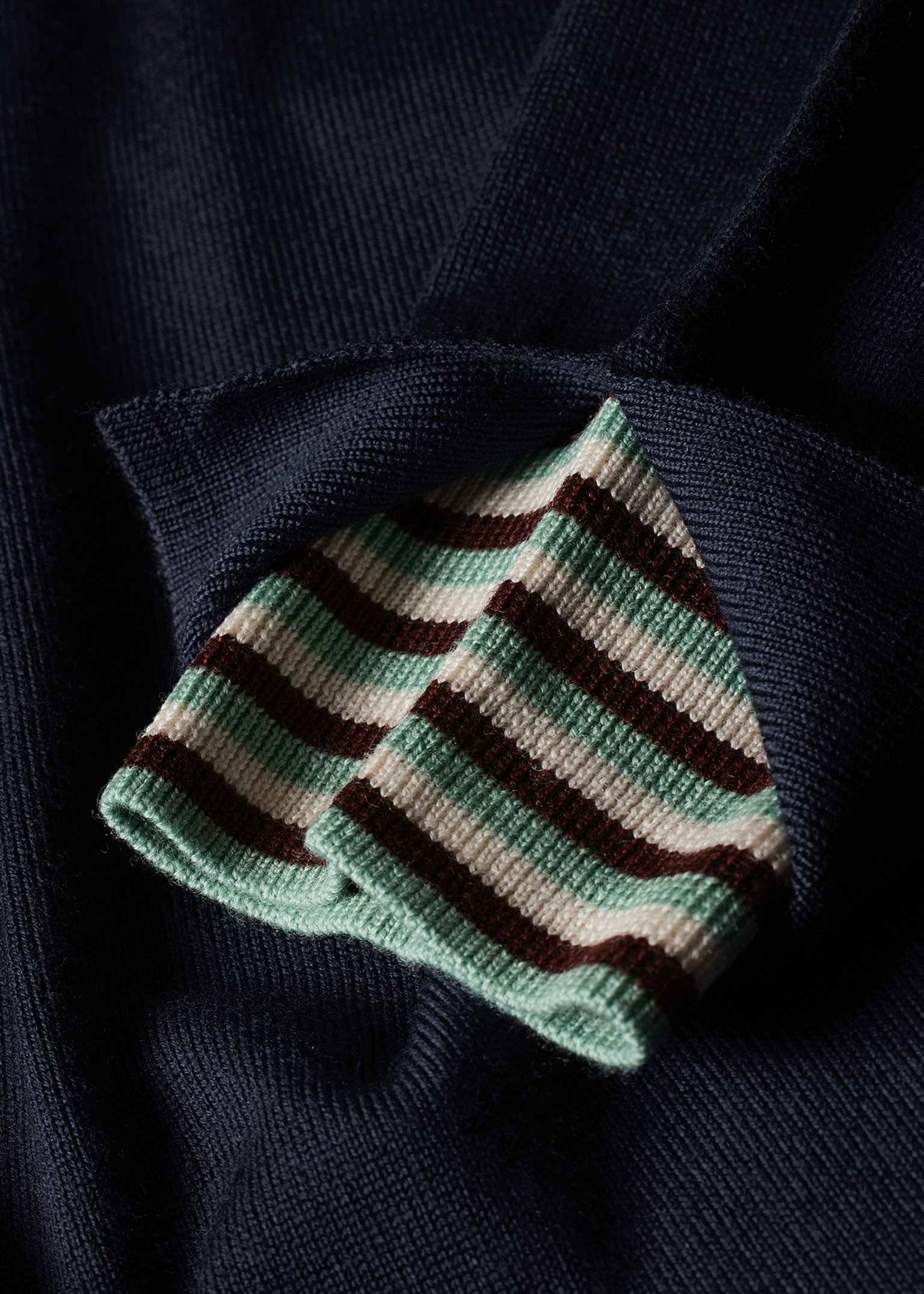Women's Navy Merino Wool Roll Neck Sweater